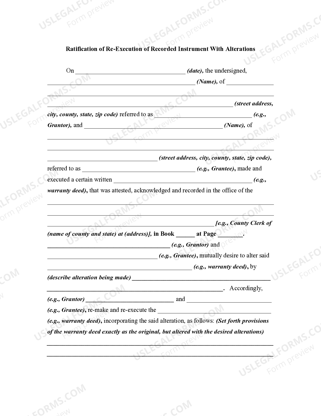 Puerto Rico Ratification of Re-Execution of Recorded Instrument With ...