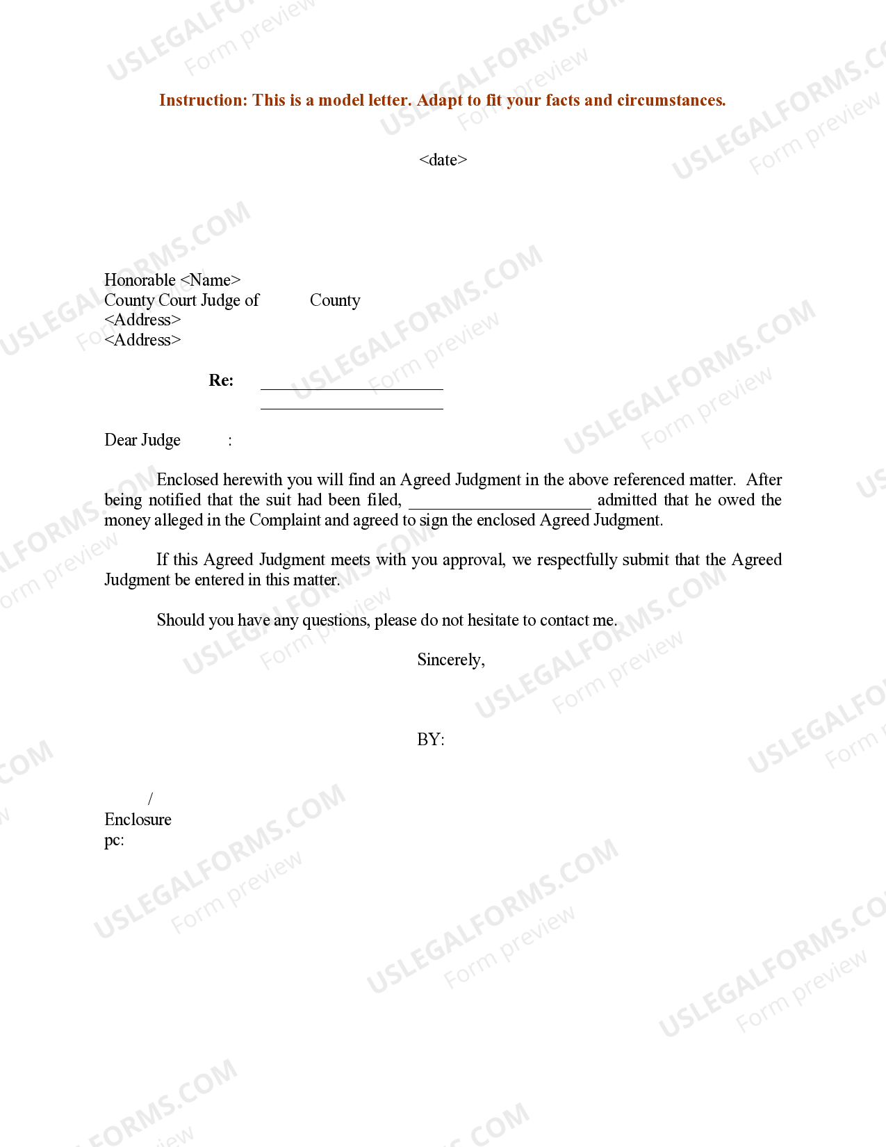 Sample Letter to Judge with Agreed Judgment - Sample Letter Judge | US ...