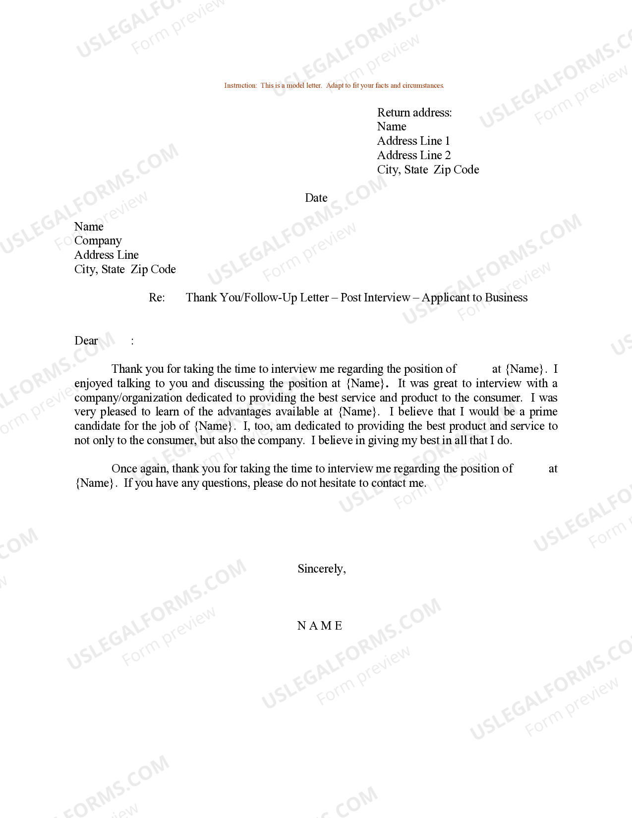 Sample Letter for Thank You or Follow-up for Post Interview - Thank You ...