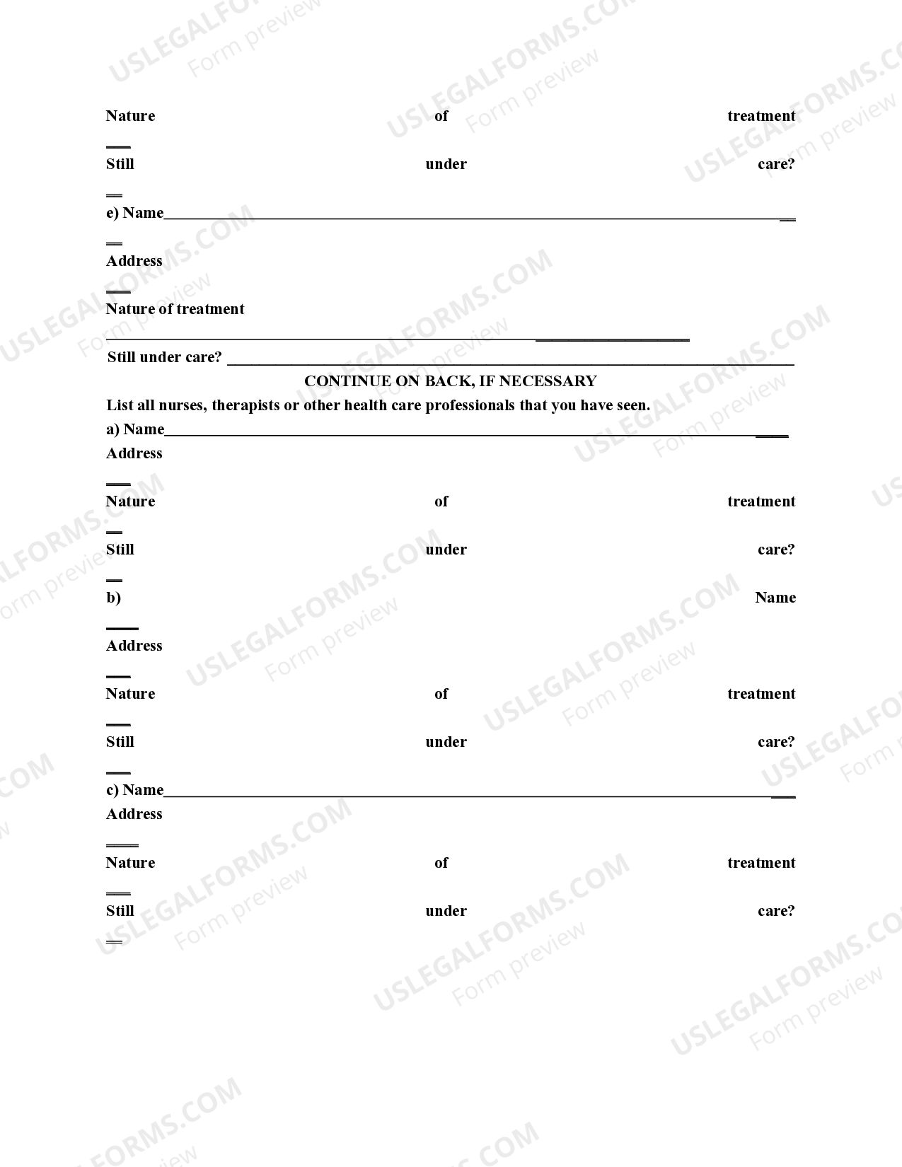 General Information Questionnaire | US Legal Forms