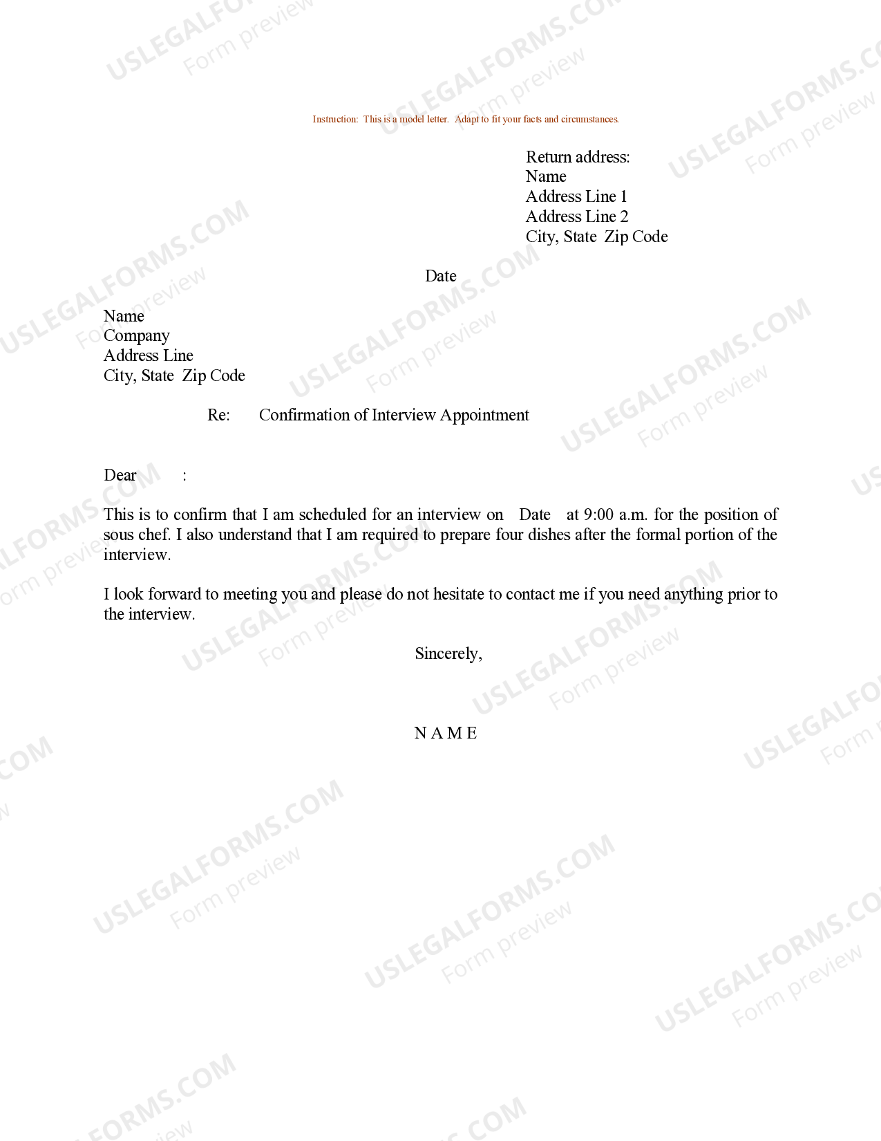 Ohio Sample Letter for Confirmation of Interview Appointment - Us ...