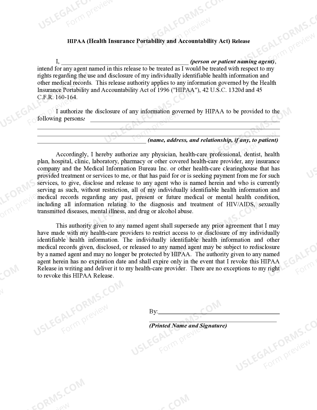 Hippa Release Form for Minor Child - Hippa Release Form | US Legal Forms