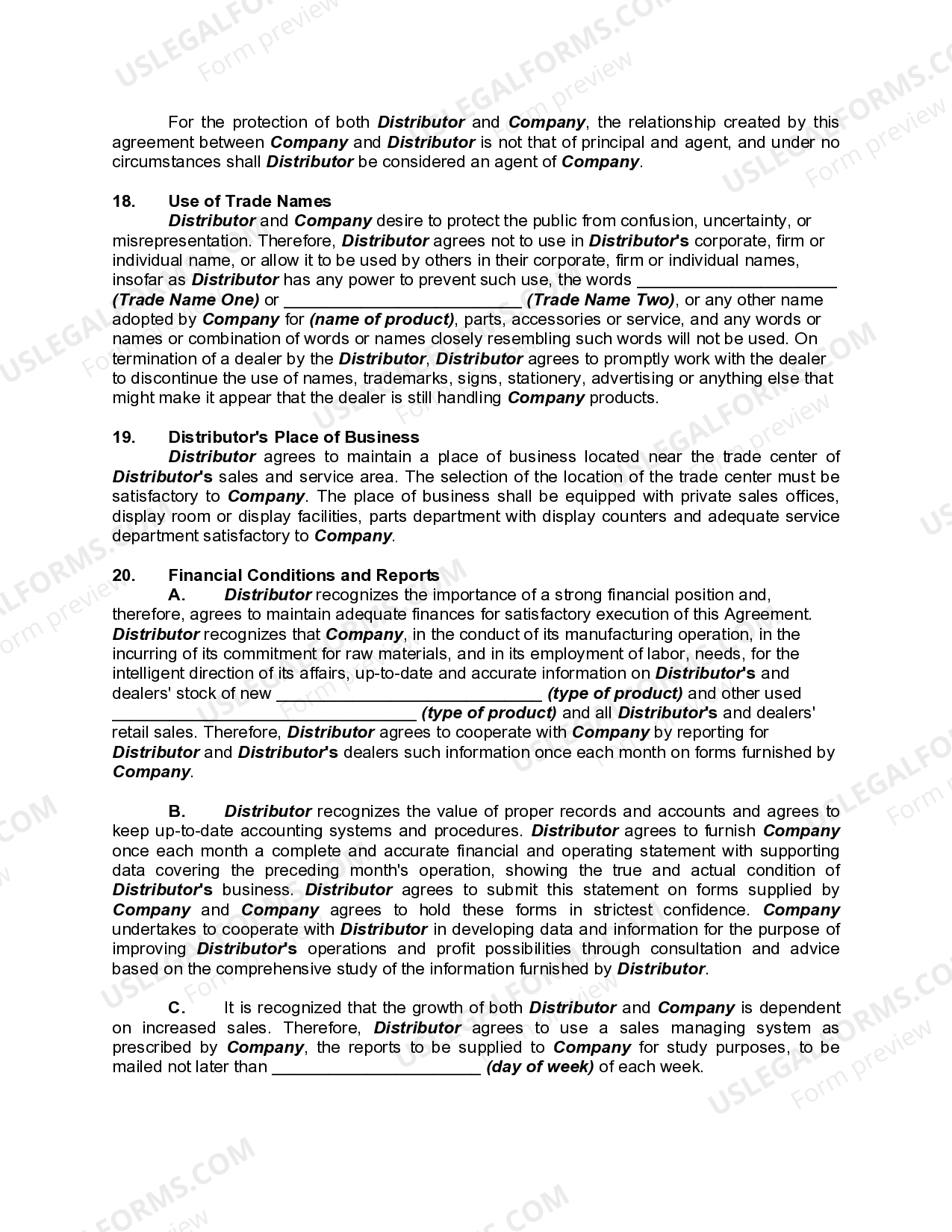 Exclusive Distributorship Agreement with Factory Warranty and Service ...