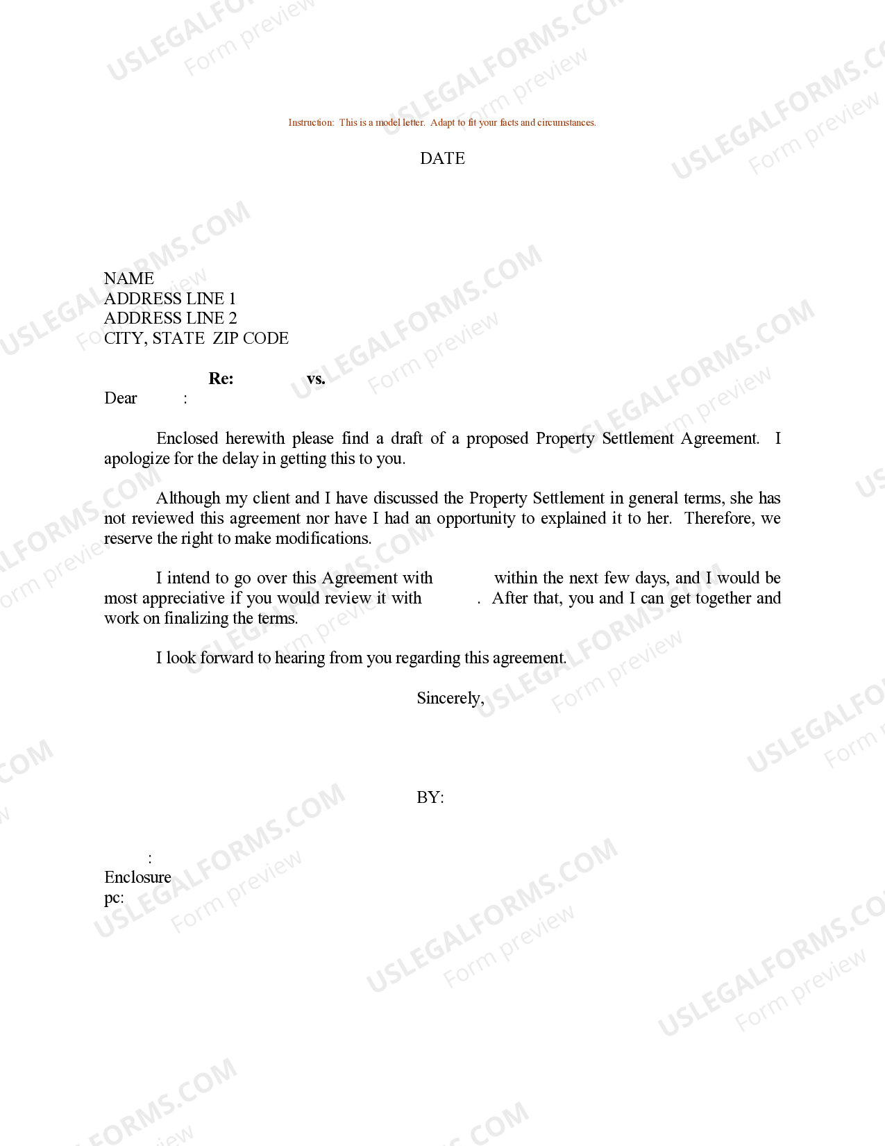 Sample Letter For Property Agreement Settlement Draft Settlement Sample Letter For Property Agreement Settlement Draft Settlement
