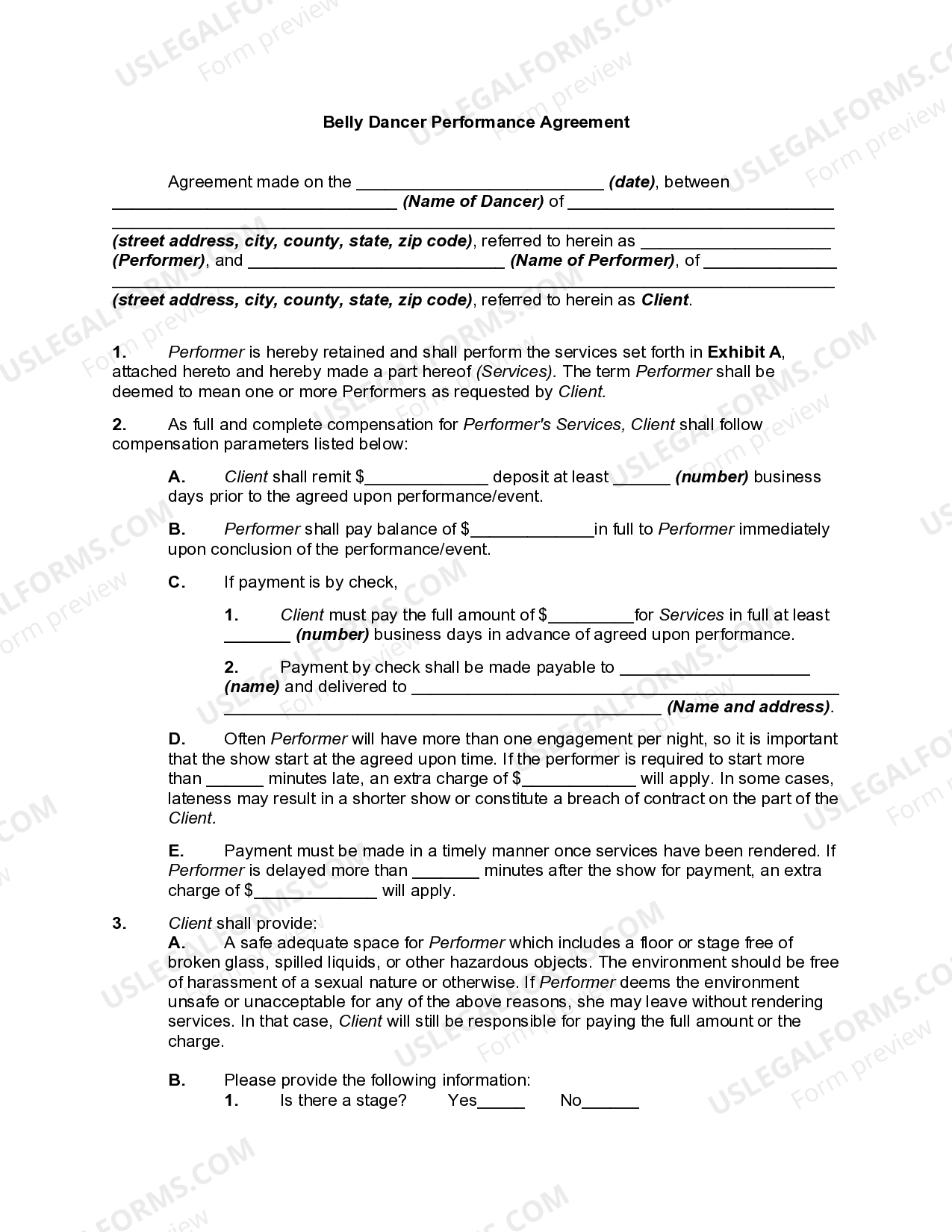 Mississippi Belly Dancer Performance Agreement - Syrena Belly Dance ...