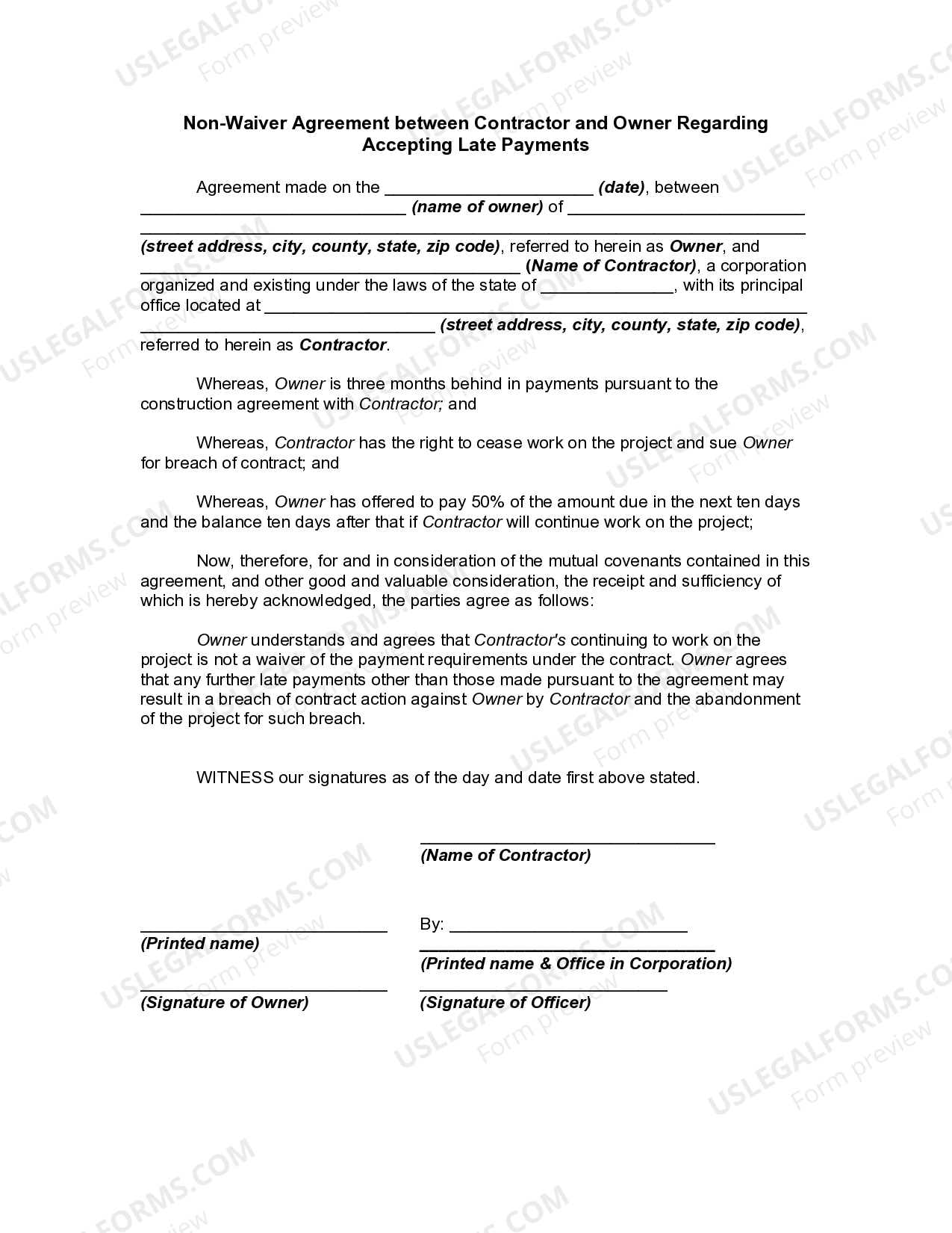 Non - Non Waiver | US Legal Forms