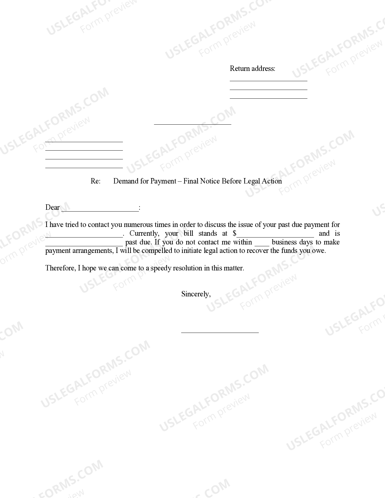 Montana Sample Letter for Demand for Payment - Form I 797c Notice Of ...