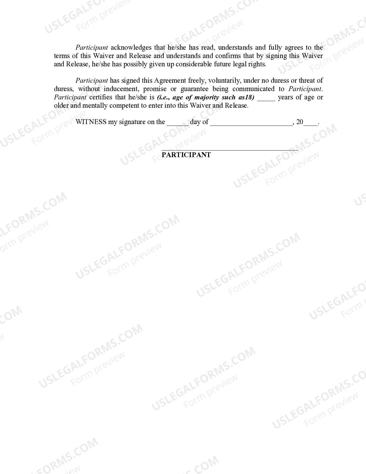 Waiver and Release from Liability for Using Indoor Softball and ...