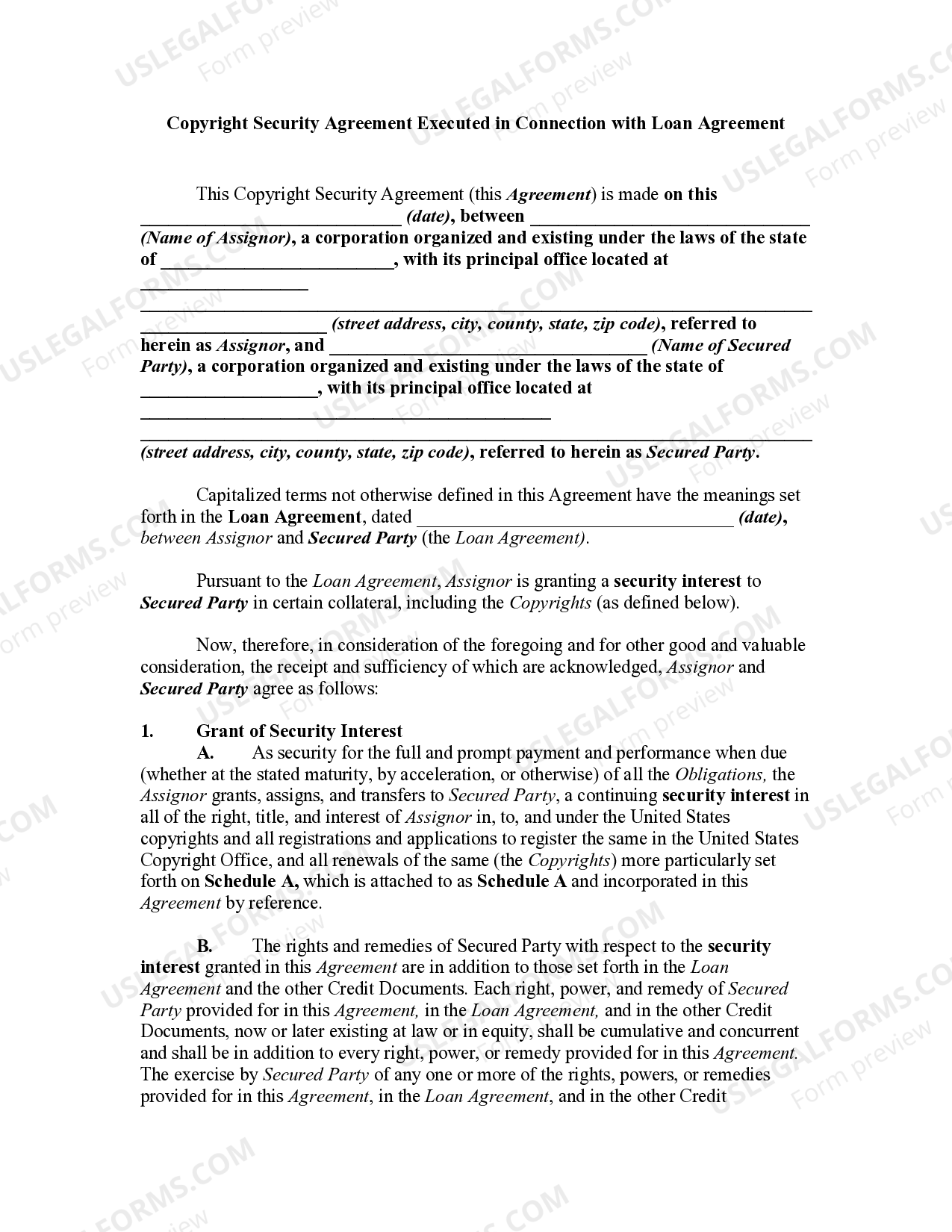 Connecticut Copyright Security Agreement Executed in Connection with ...