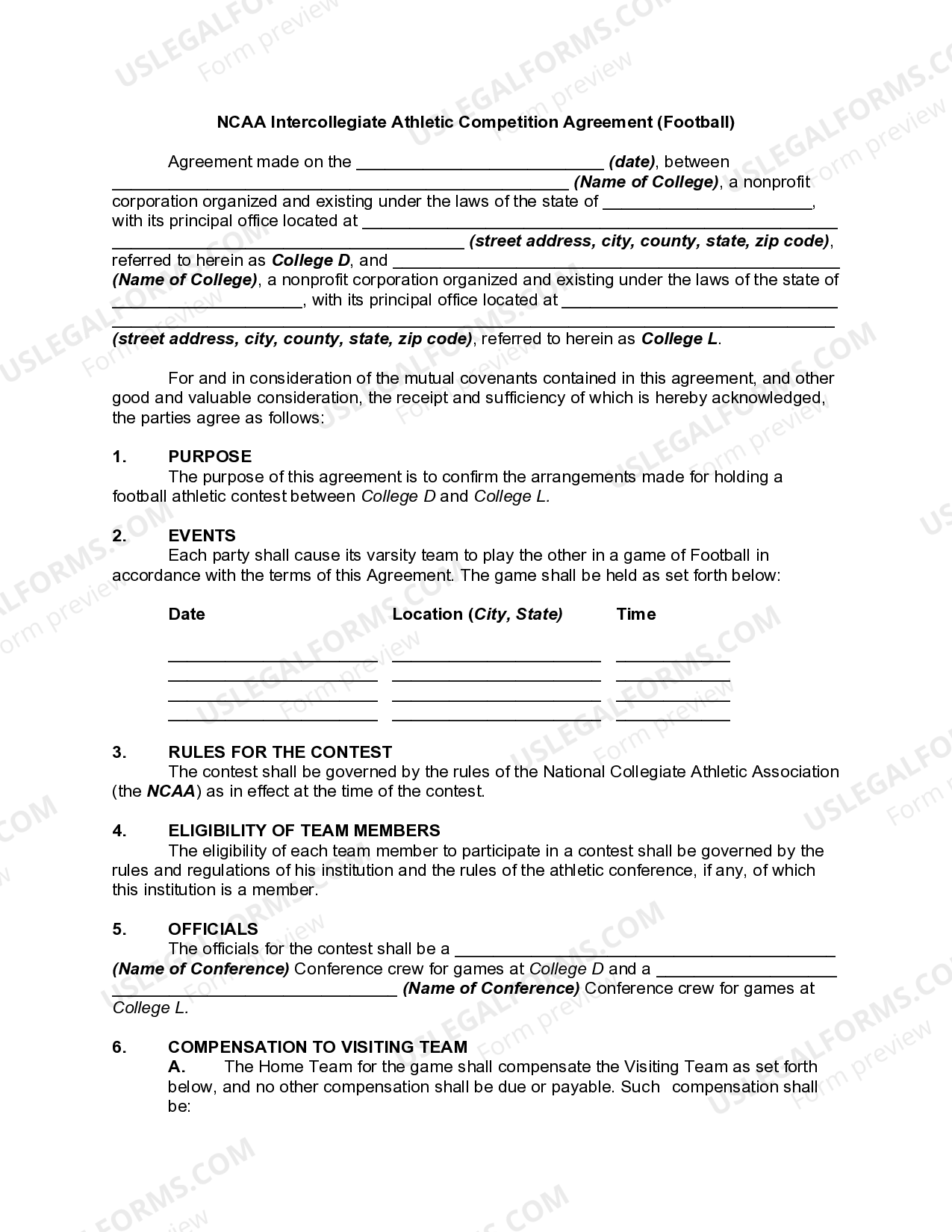 South Dakota NCAA Intercollegiate Athletic Competition Agreement ...