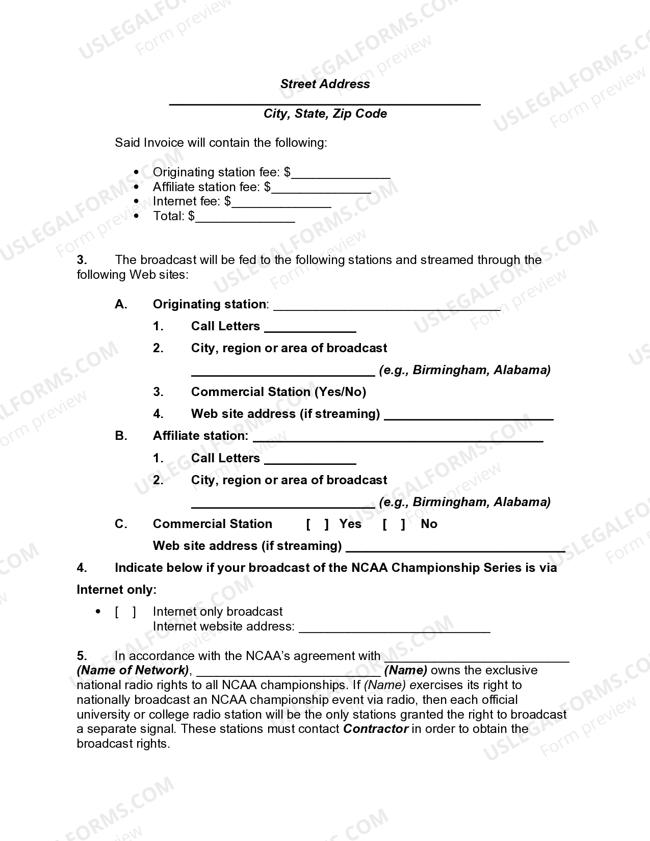 Texas Agreement to Broadcast by Radio NCAA Athletic Championship Games ...