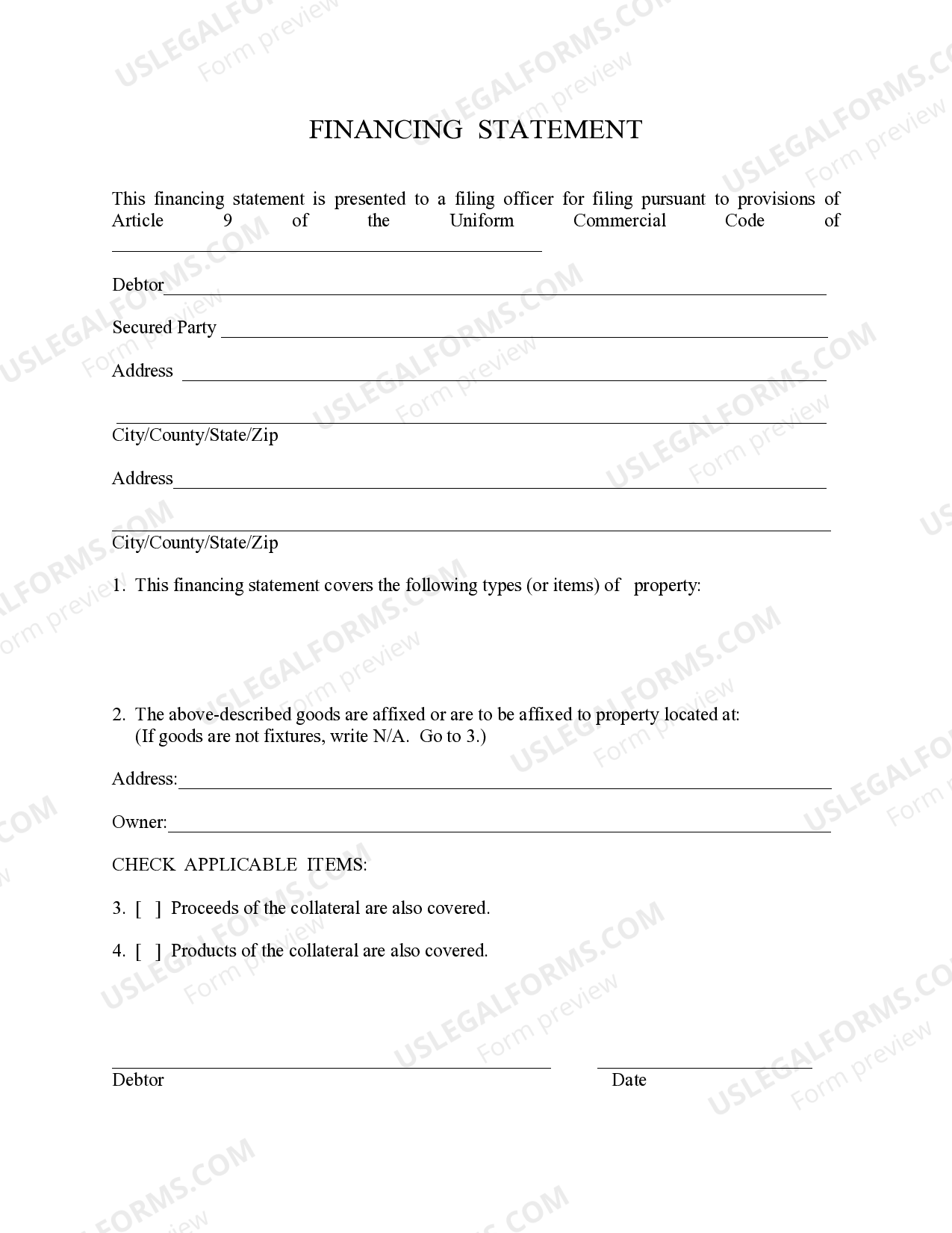 Connecticut Financing Statement | US Legal Forms