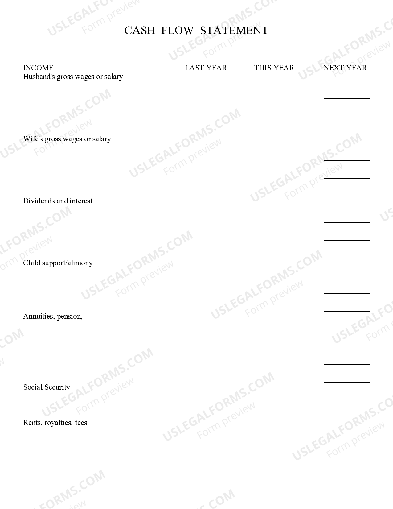 Cash Flow Statement | US Legal Forms