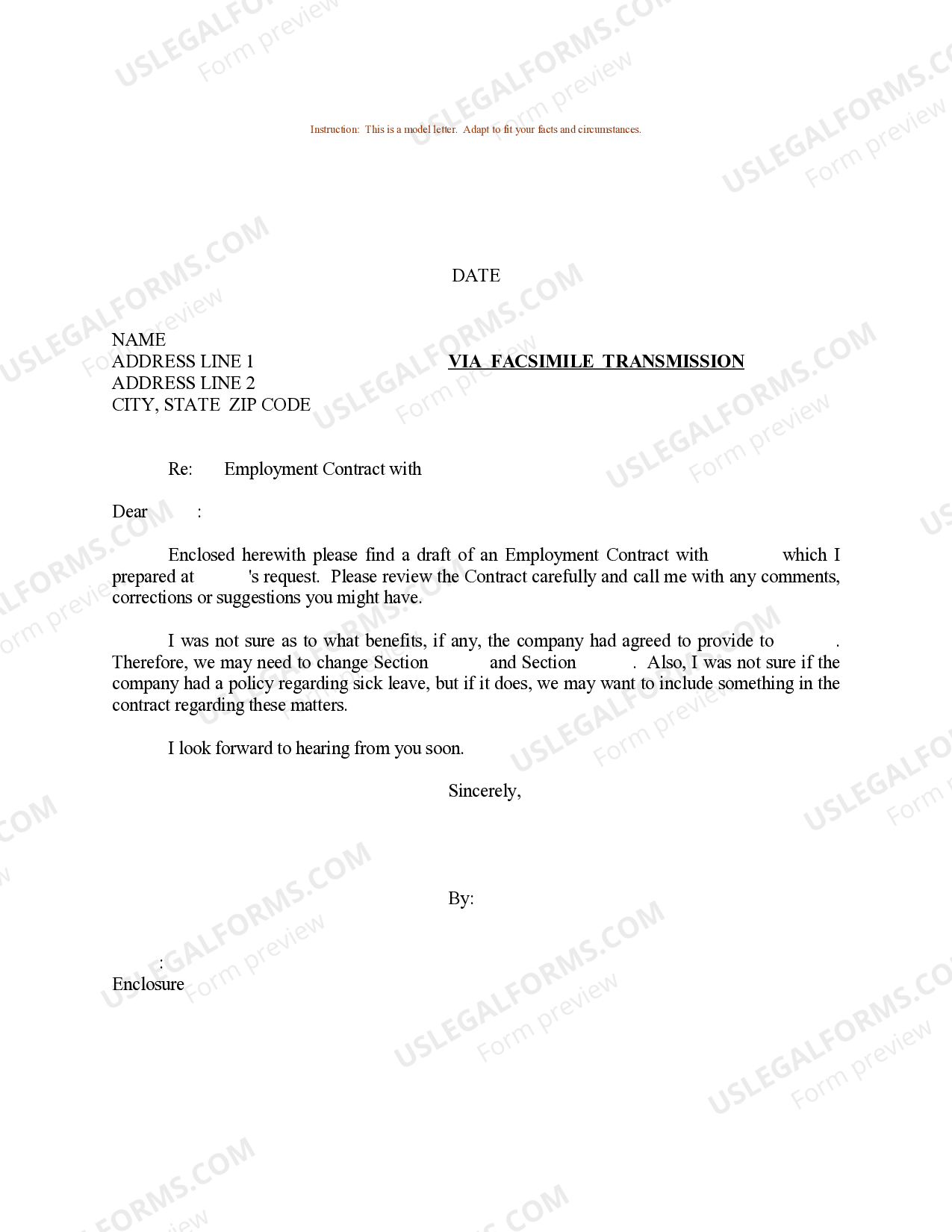 Letter Of Employment With Reason | US Legal Forms