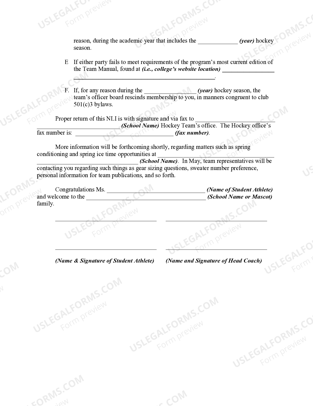 Indiana National Letter of Intent - Letter Intent Collegiate | US Legal ...