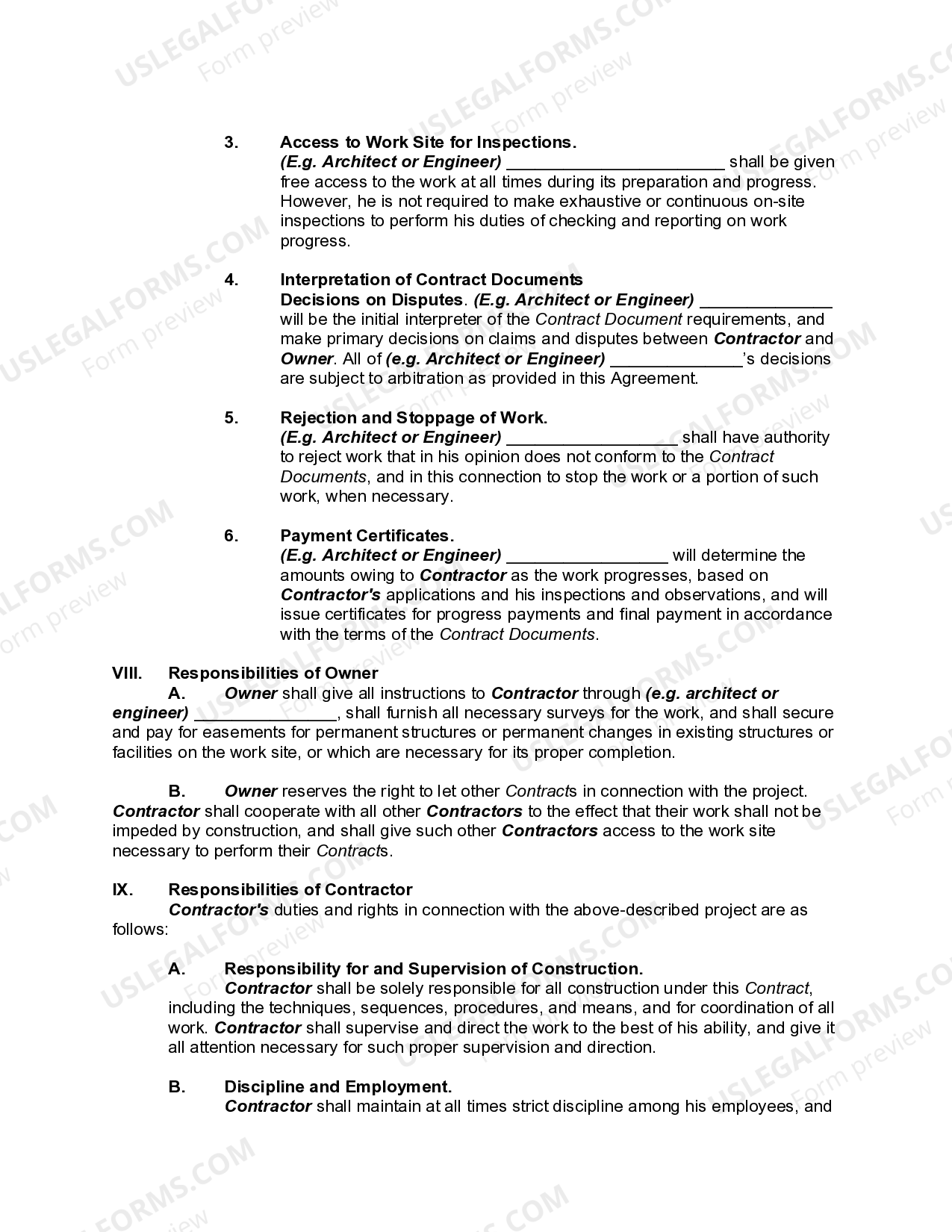 Basic Building and Construction Contract between Owner and Contractor ...