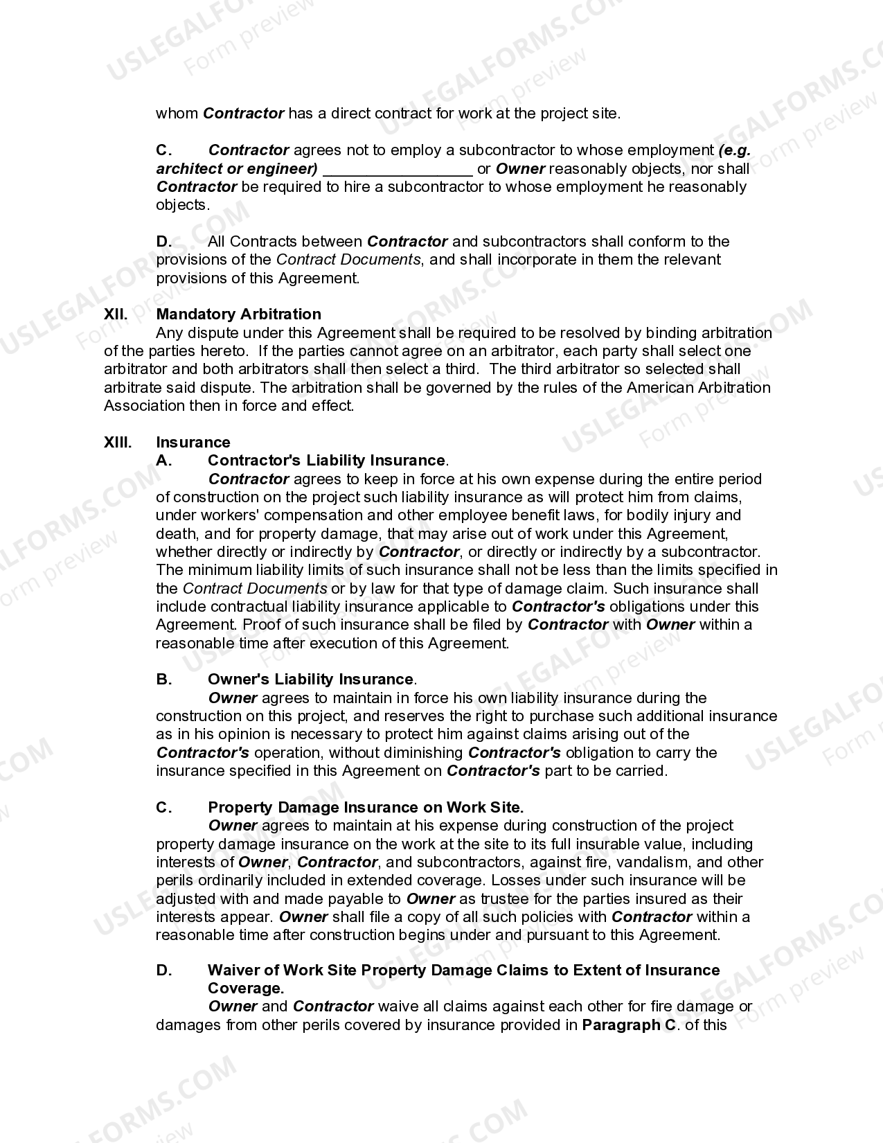 Illinois Basic Building and Construction Contract between Owner and ...