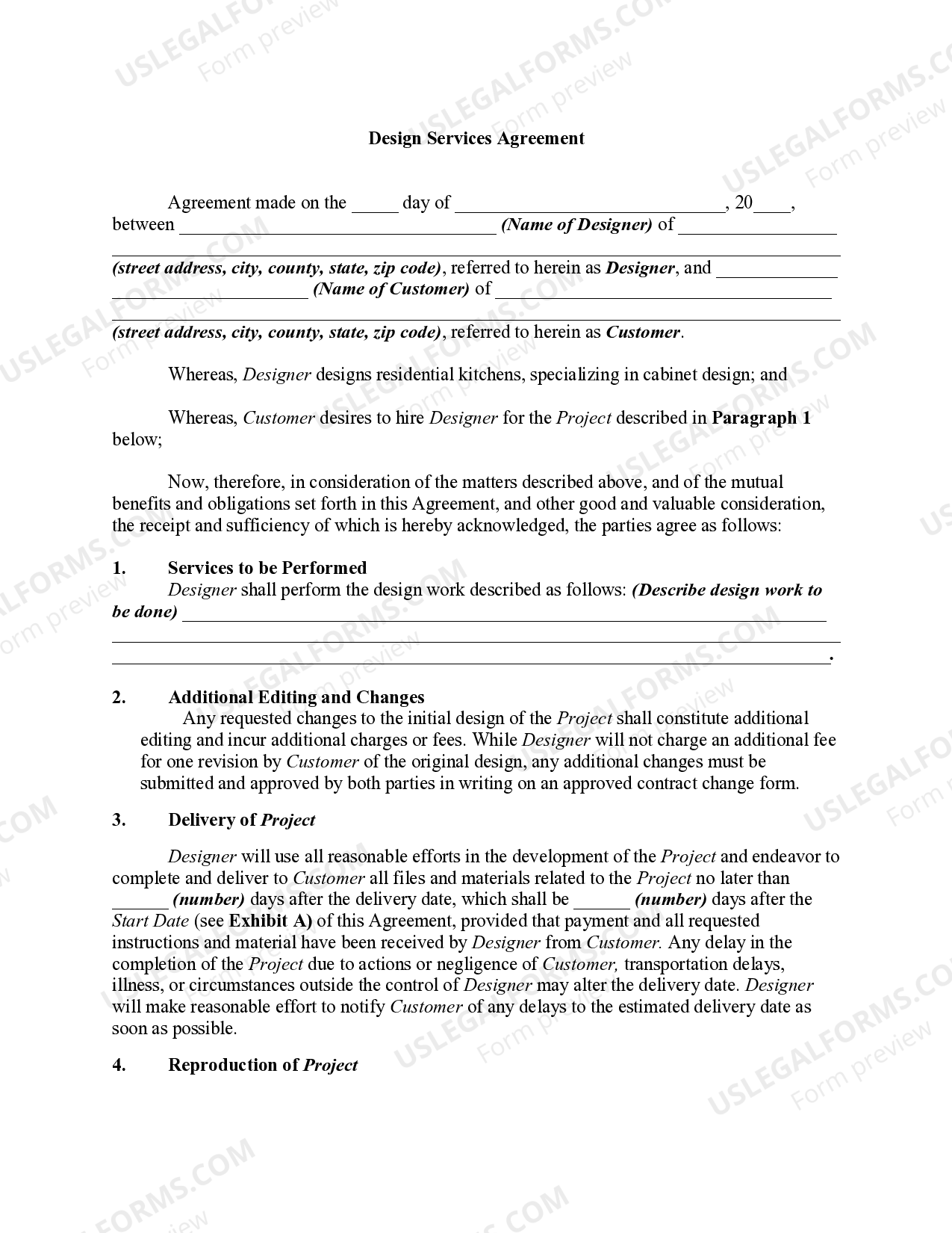 New York Design Services Agreement - Design Agreement Contract | US ...