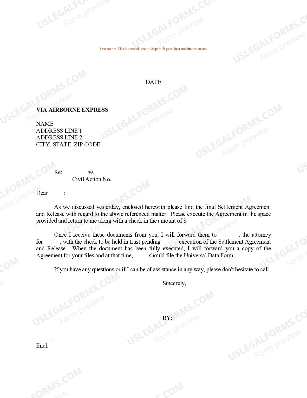 Sample Letter for Final Settlement Agreement - Final Settlement | US ...