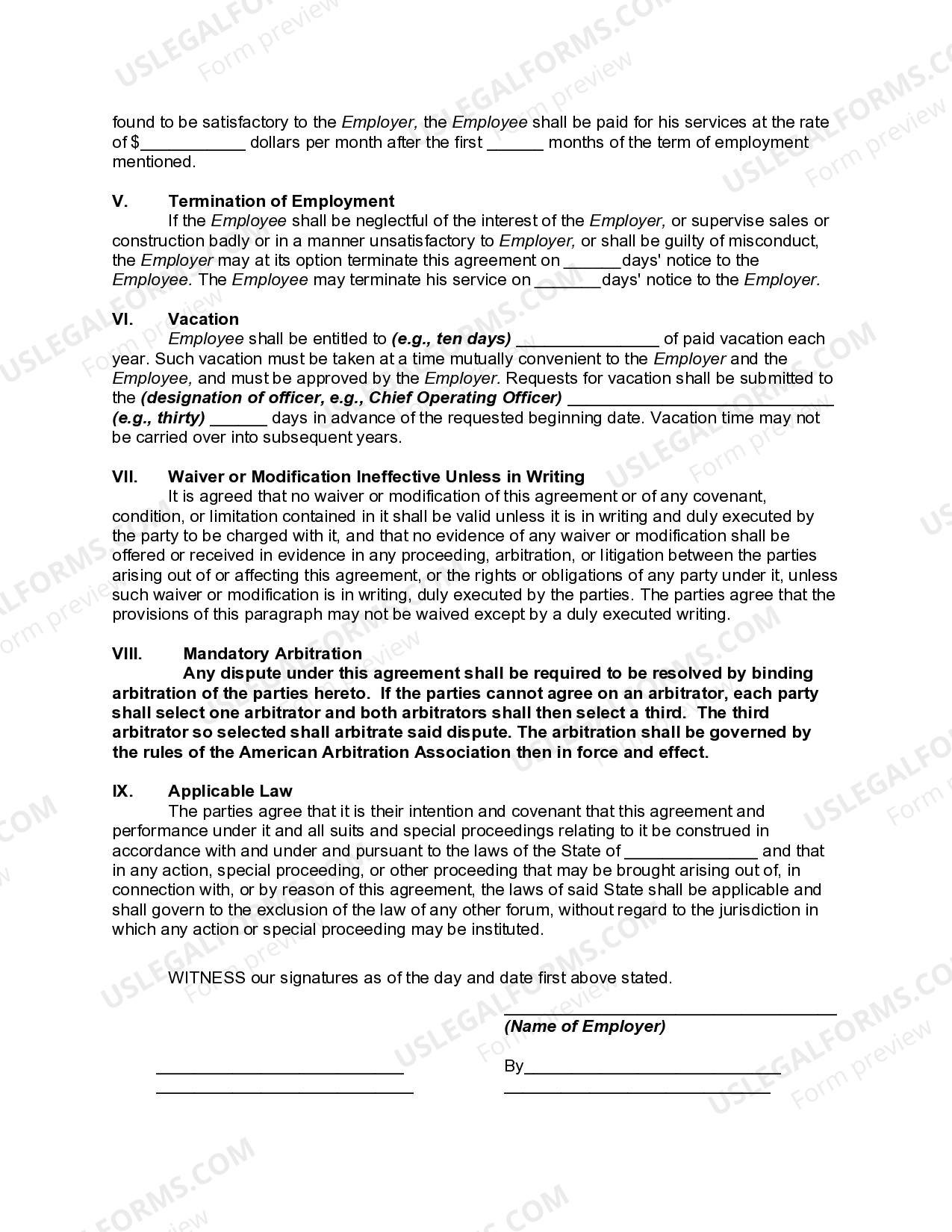 South Dakota Employment Agreement with a Sales and Construction Manager of Land Development and ...