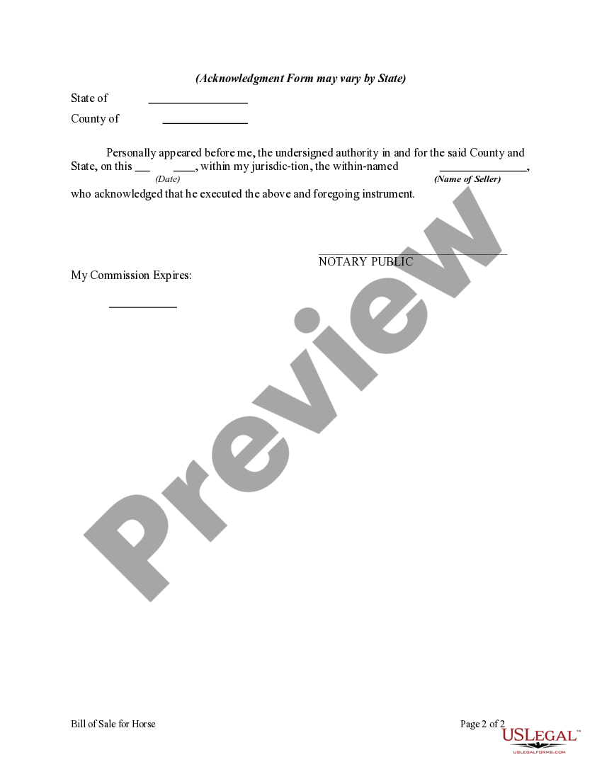 Colorado Bill Of Sale For Horse Horse Bill Of Sale US Legal Forms