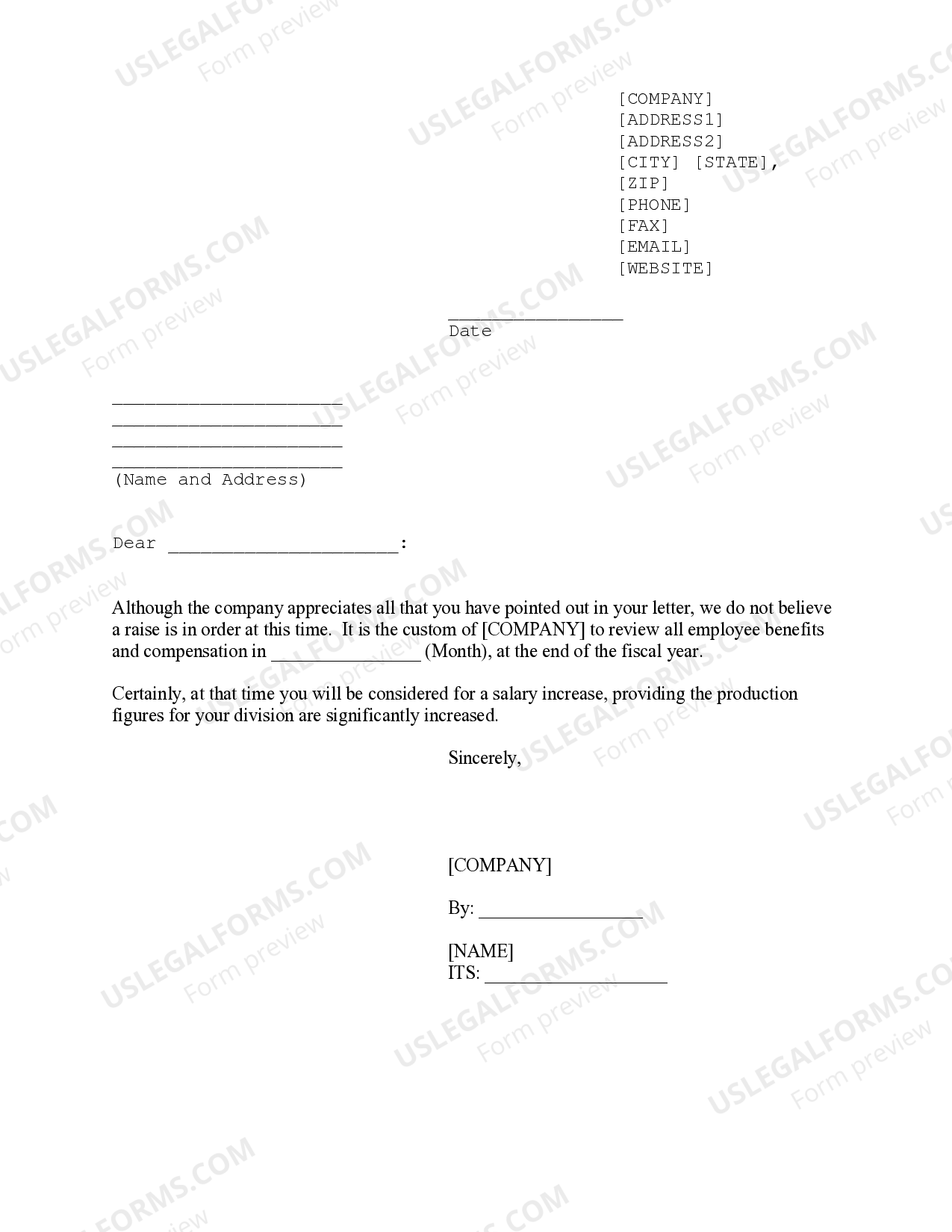 Employee Request for Early Raise | US Legal Forms
