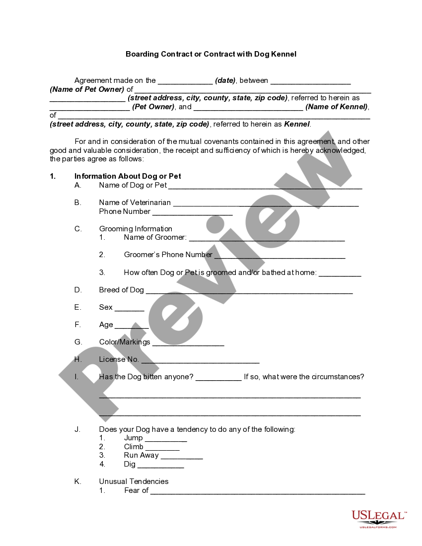 Boarding Contract Or Contract With Dog Kennel Dog Boarding Contract 
