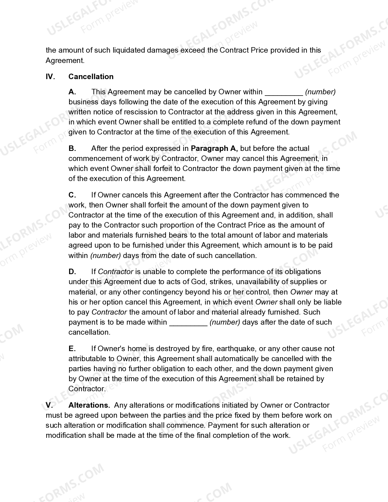 Construction Contract for Home Improvements - Simple Home Improvement ...