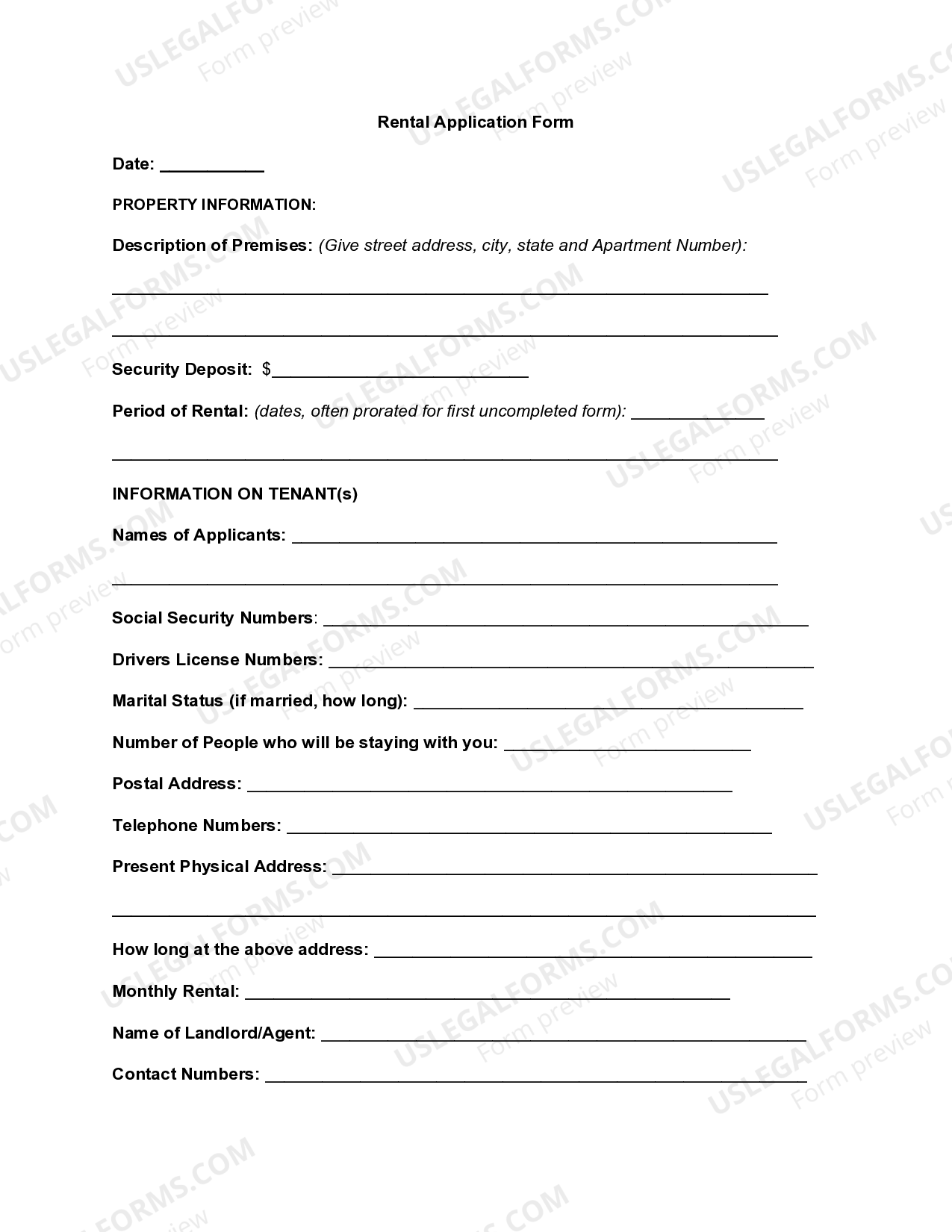 Alaska Rental Application for Landlords | US Legal Forms