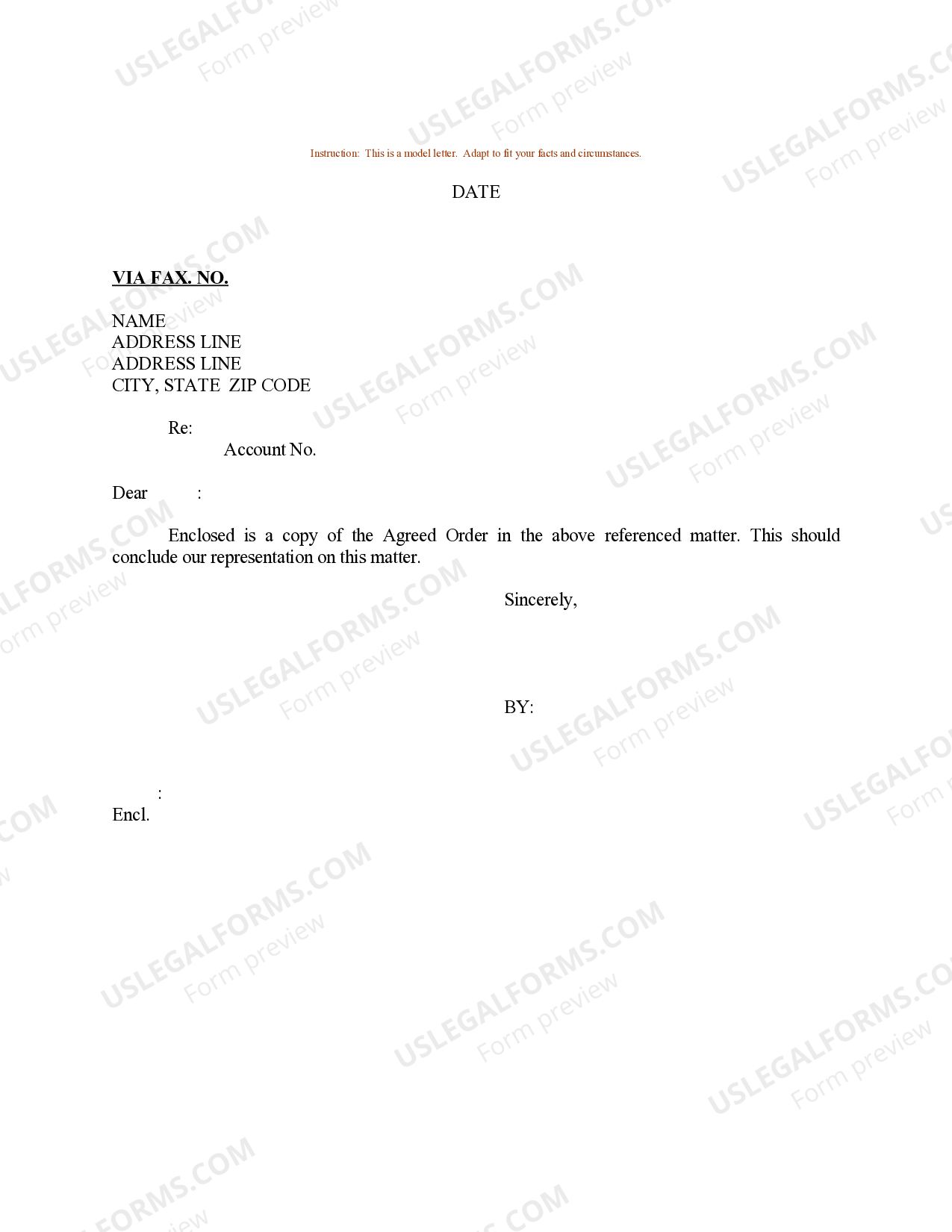 Sample Letter for Agreed Order - Agreed Order | US Legal Forms