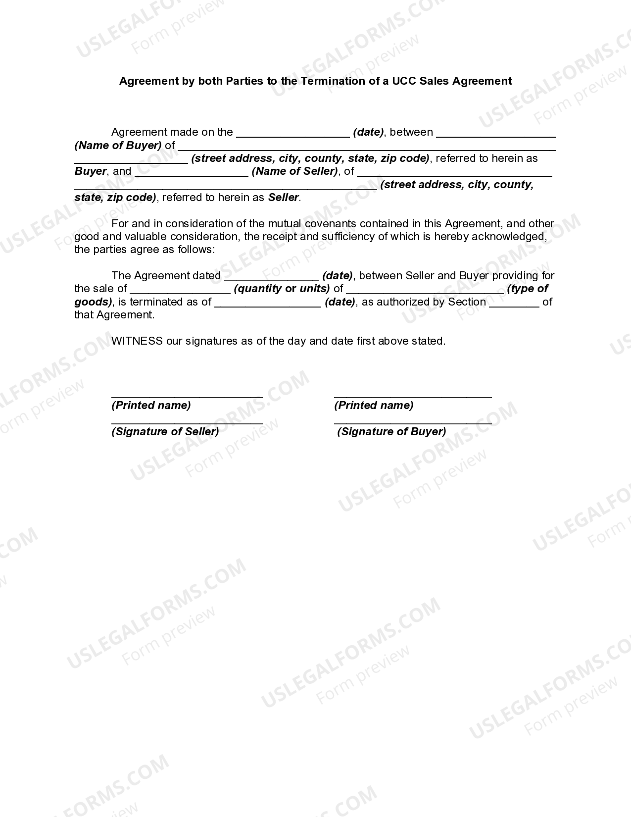 Kansas Agreement by both Parties to the Termination or Cancellation of ...