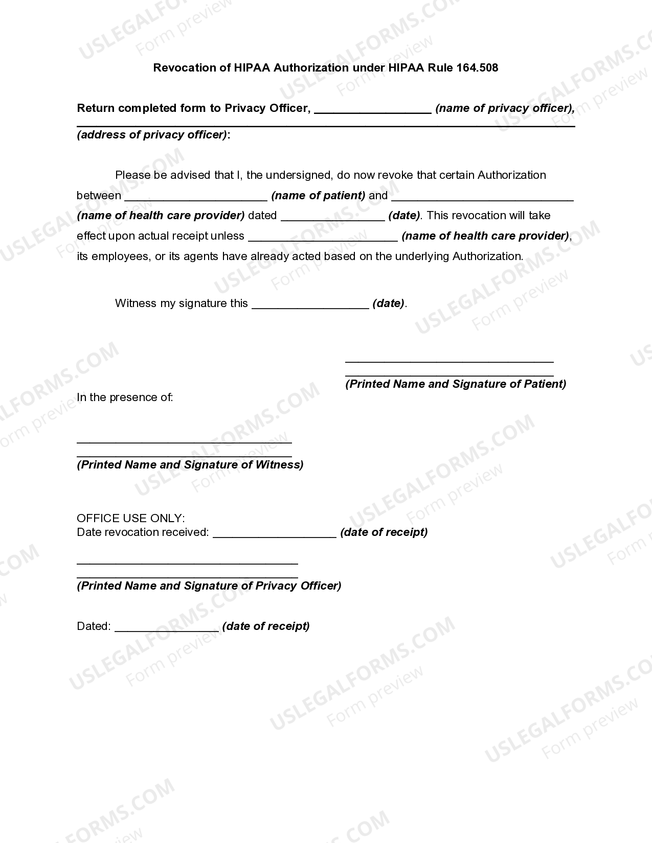 Delaware Revocation of HIPAA Authorization under HIPAA Rule 164.508 ...