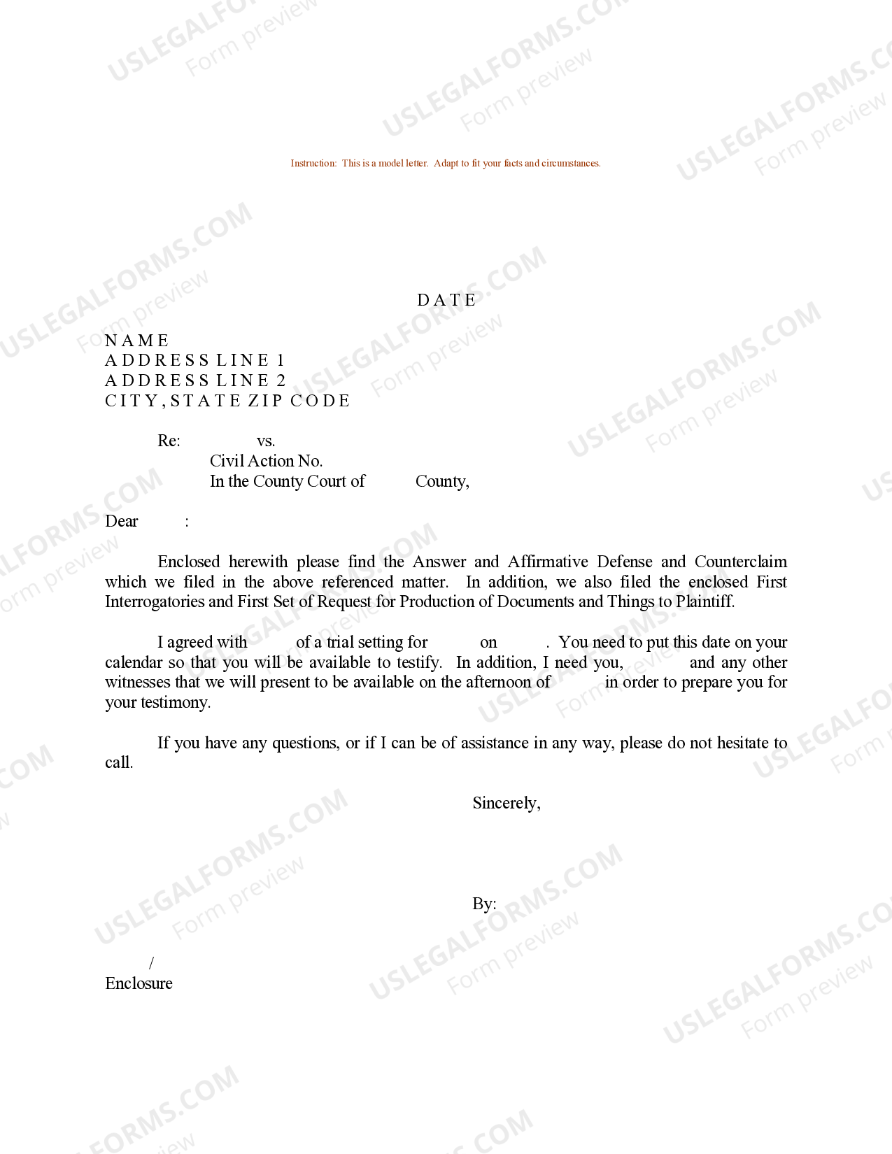 Sample Letter for First Interrogatories and First Set of Request for ...