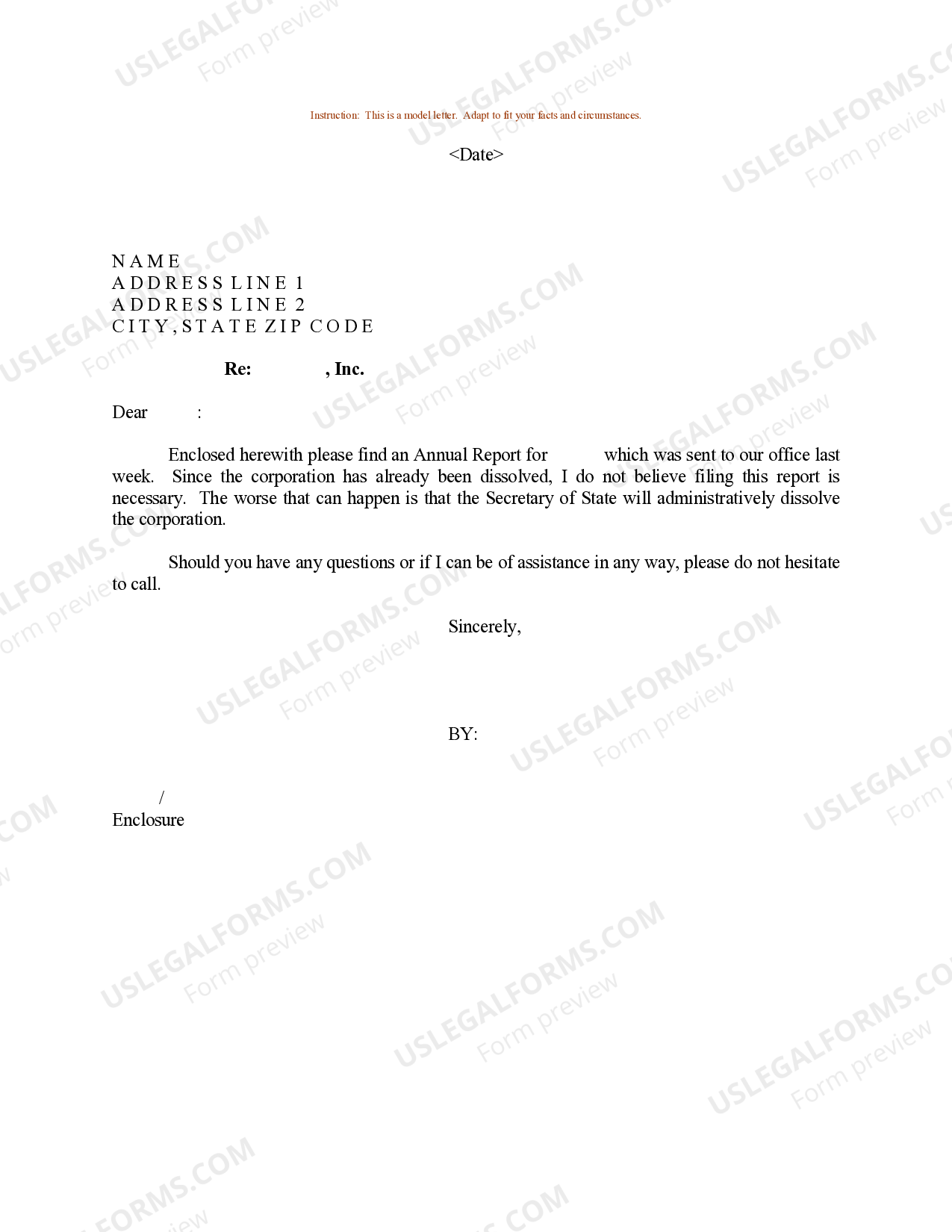 Sample Letter for Annual Report - Dissolved Corporation - Annual Report ...