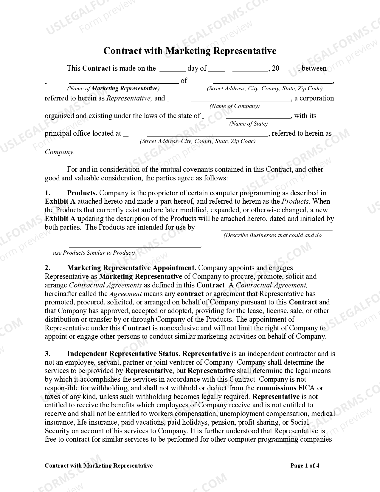 Mississippi Contract with Marketing Representative - Contract Marketing ...