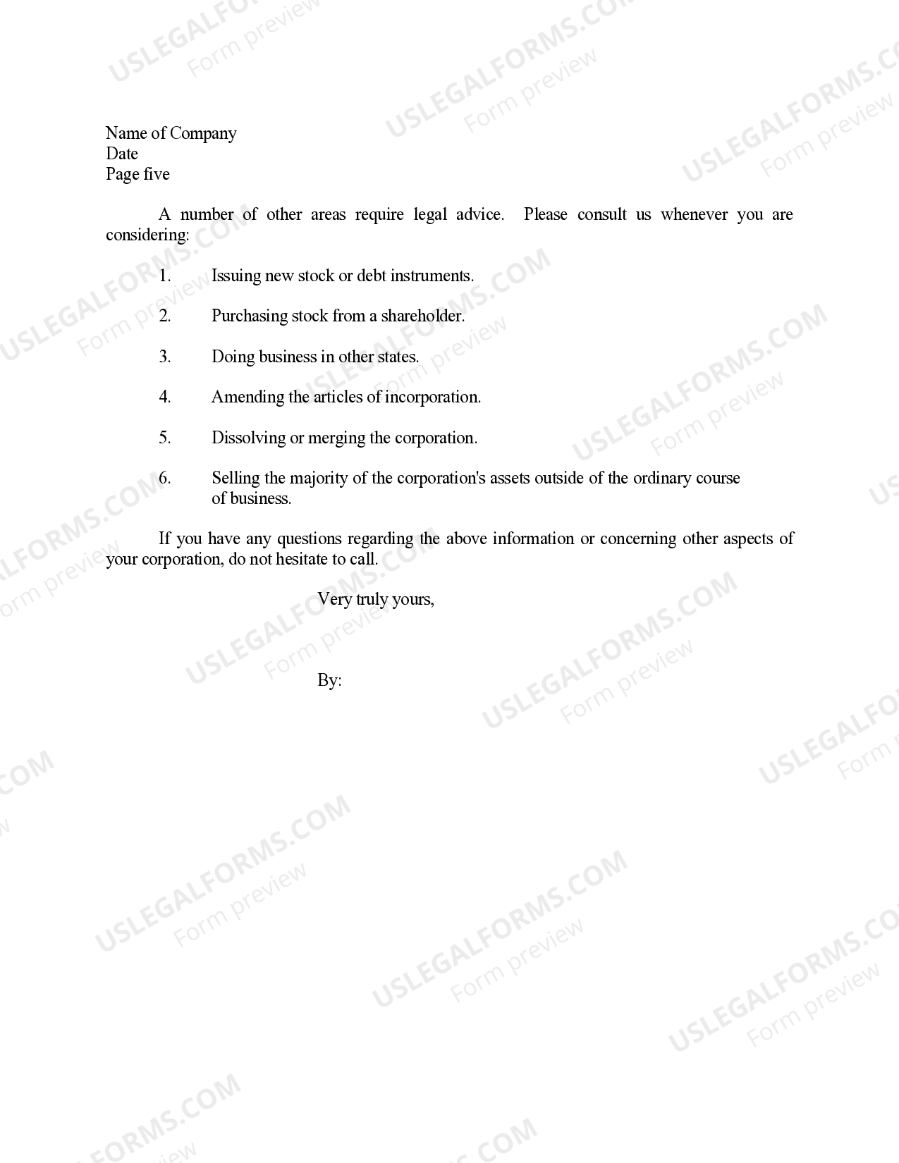 Sample Letter for Information regarding Corporation | US Legal Forms