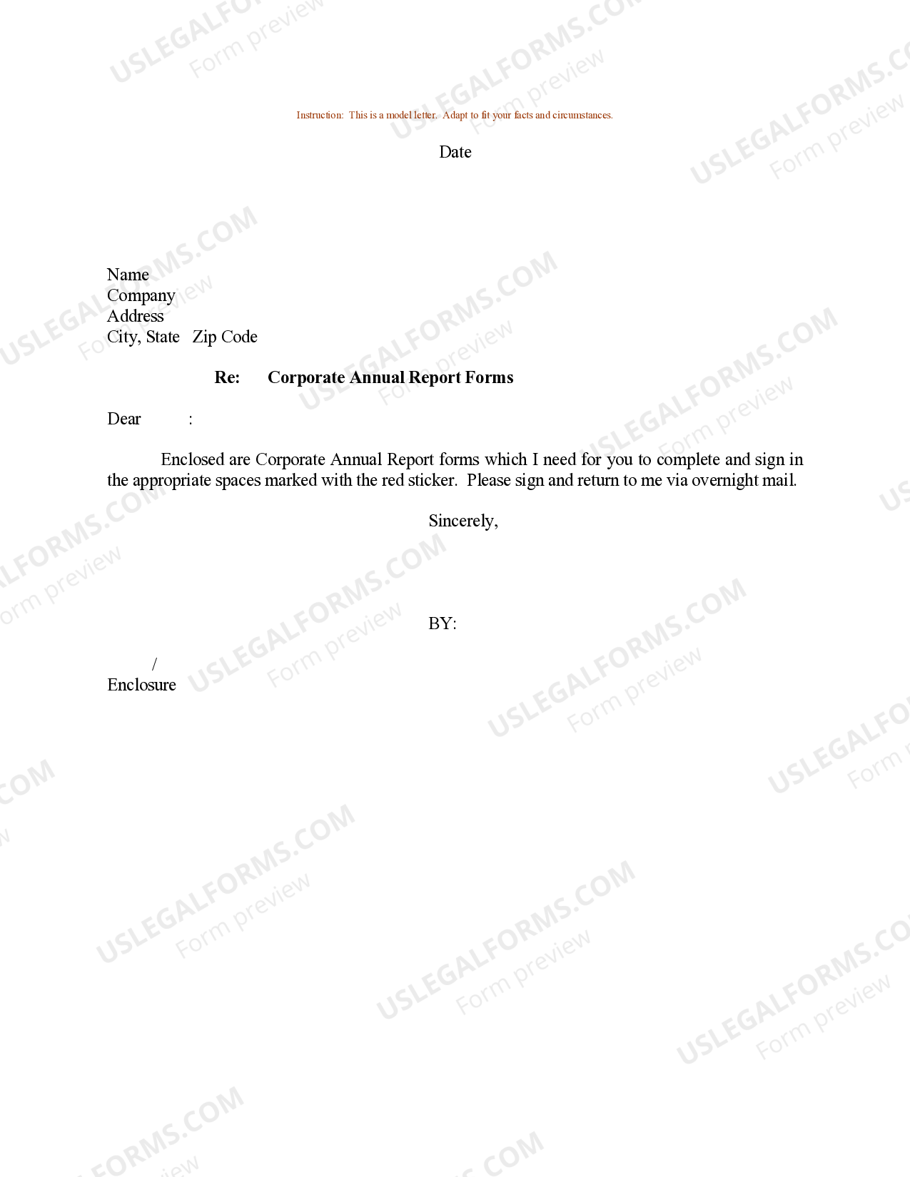 Sample Letter Requesting Signature for Annual Corporate Report Forms ...