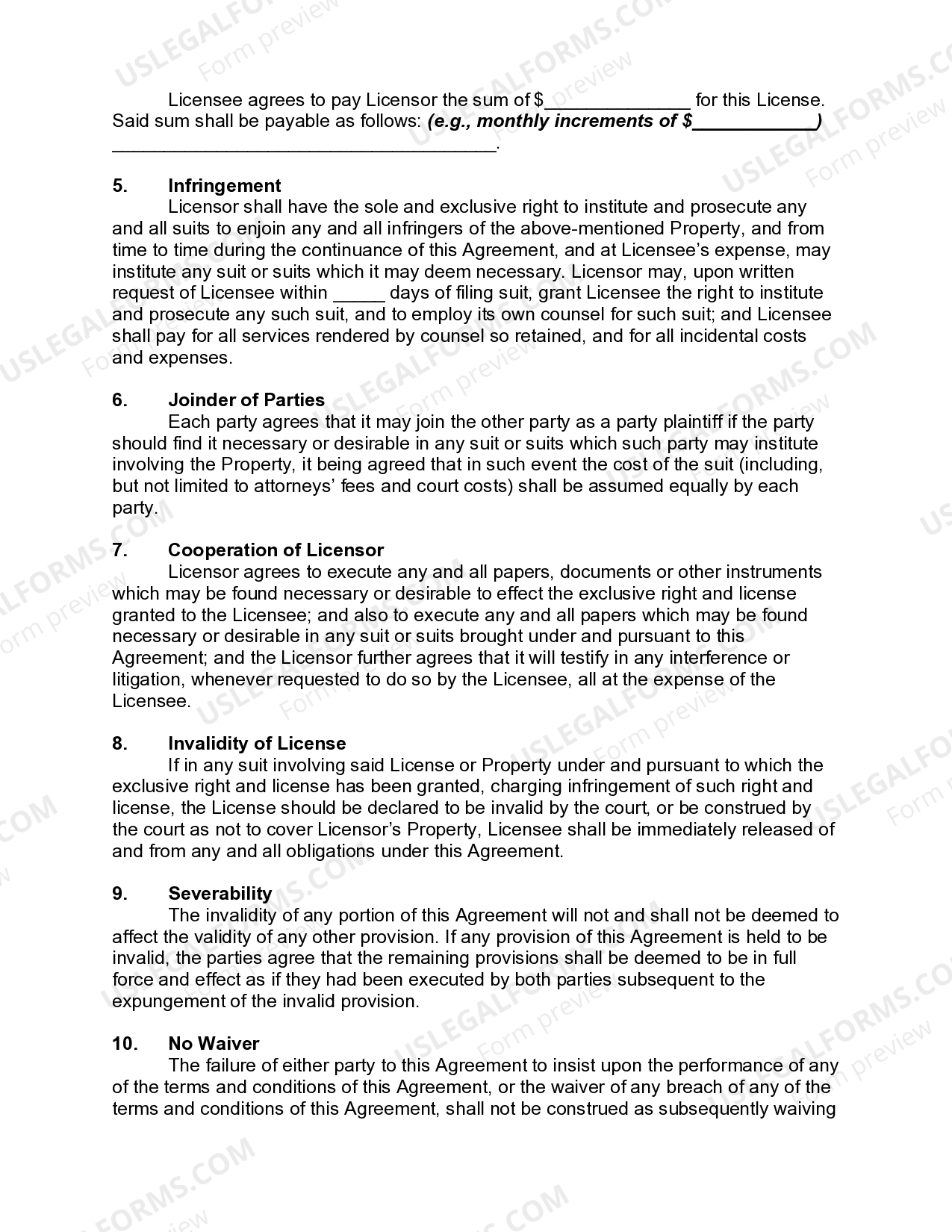 South Dakota Exclusive License Agreement - One Year - Exclusive License ...