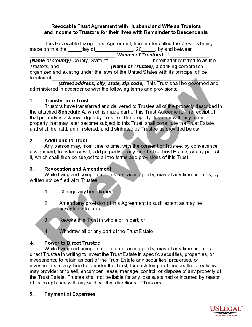 Revocable Trust Agreement With Husband And Wife As Trustors And Income revocable-trust-agreement-with-husband-and-wife-as-trustors-and-income