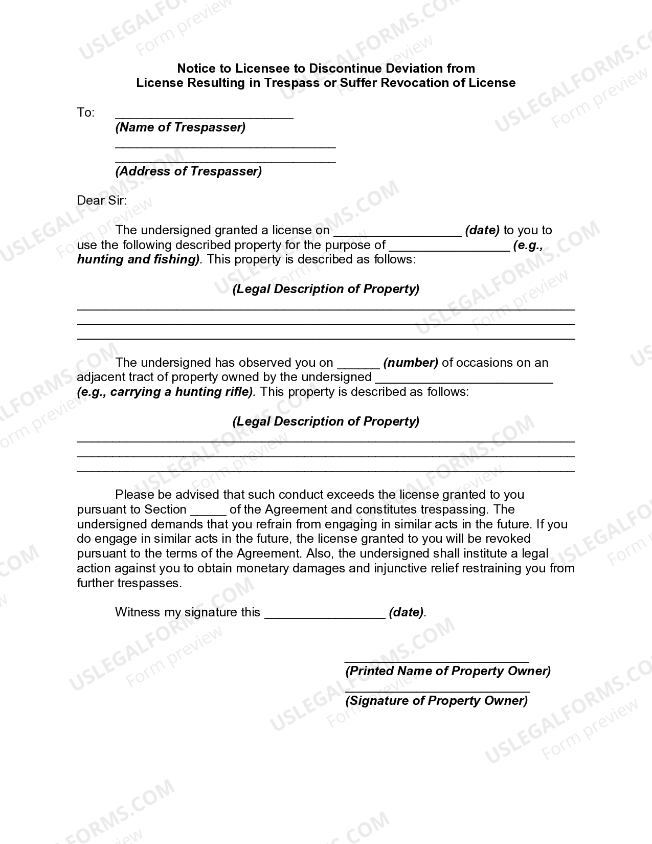 Montana Notice to Licensee to Discontinue Deviation from License ...