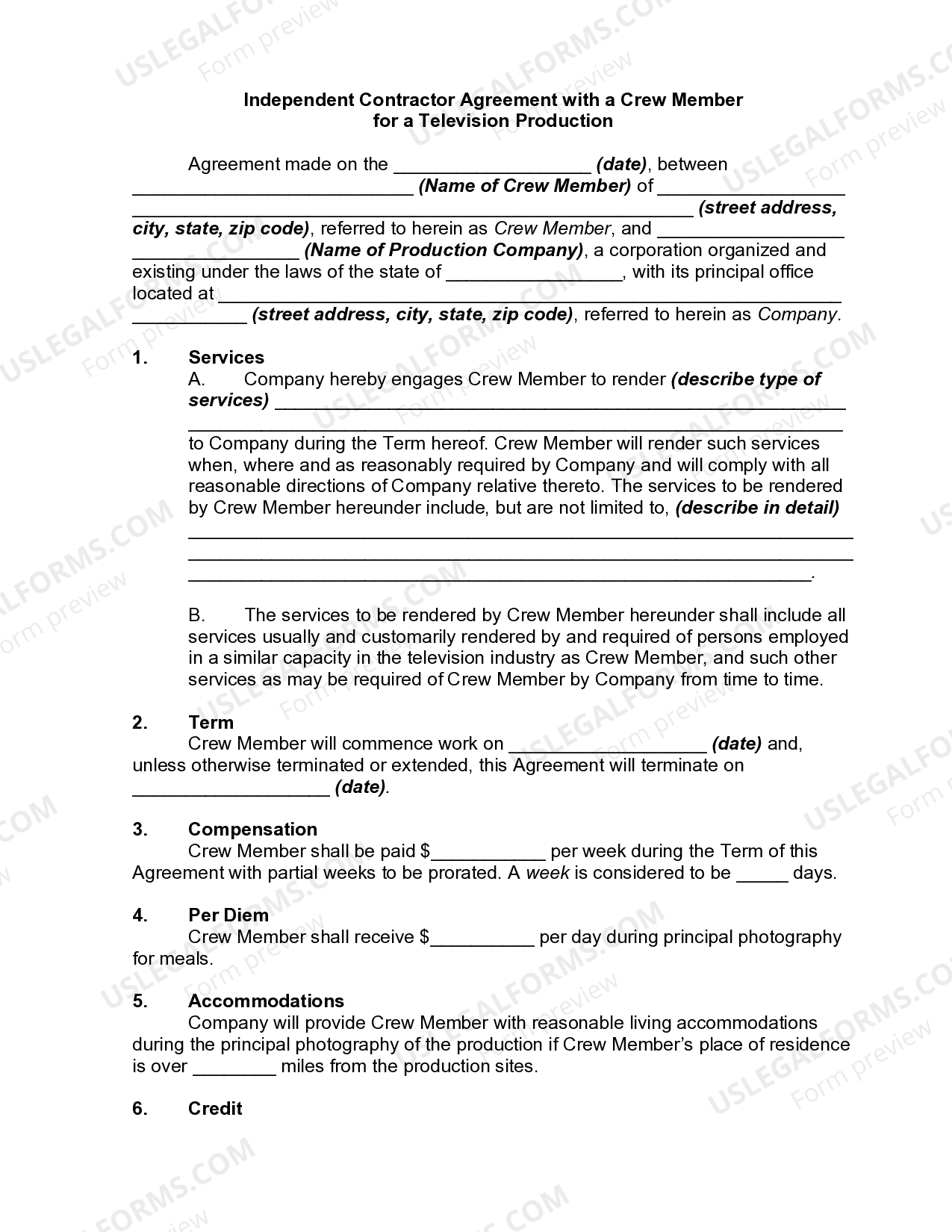 District of Columbia Independent Contractor Agreement with a Crew ...