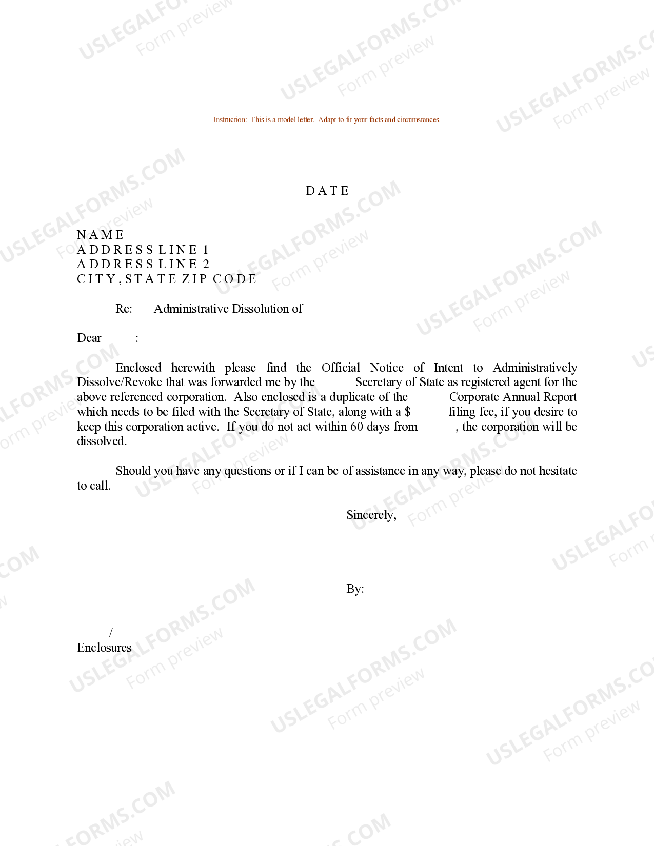 Sample Letter for Official Notice of Intent to Administratively ...