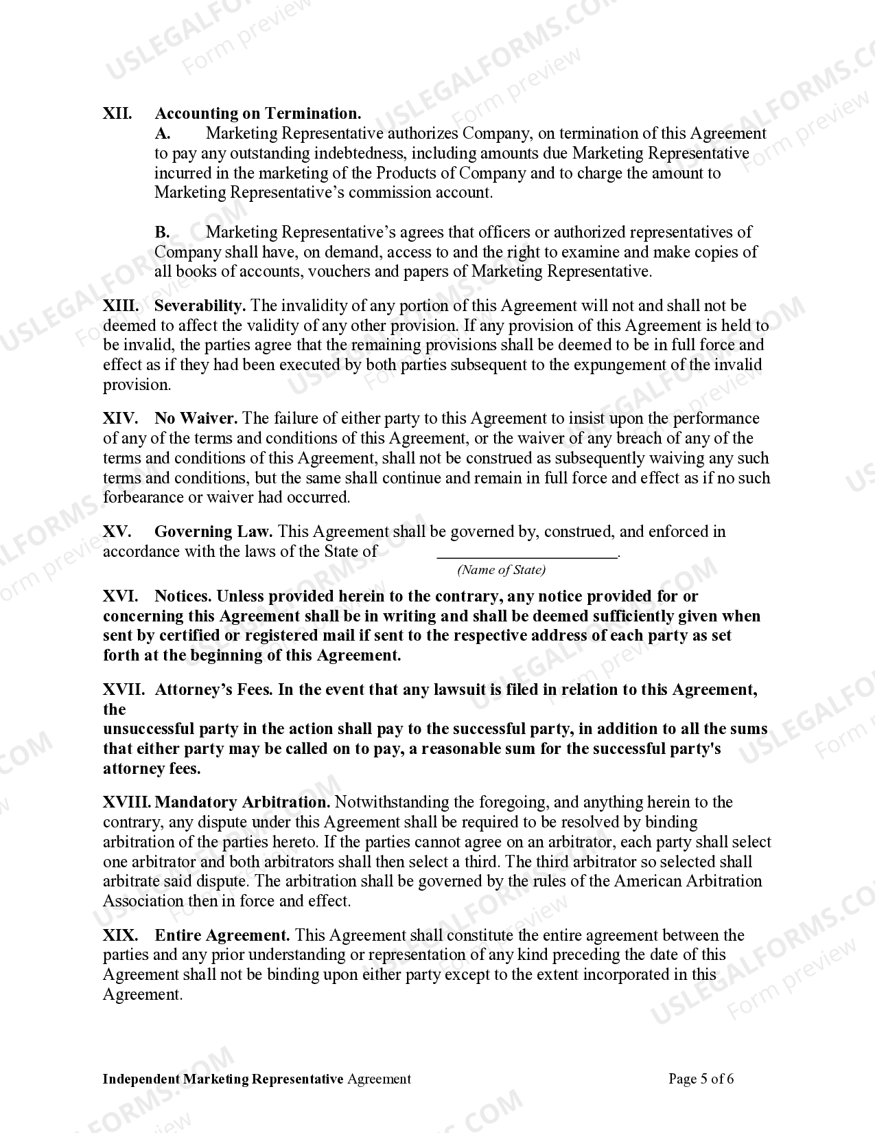 Independent Marketing Representative Agreement - Independent Marketing ...