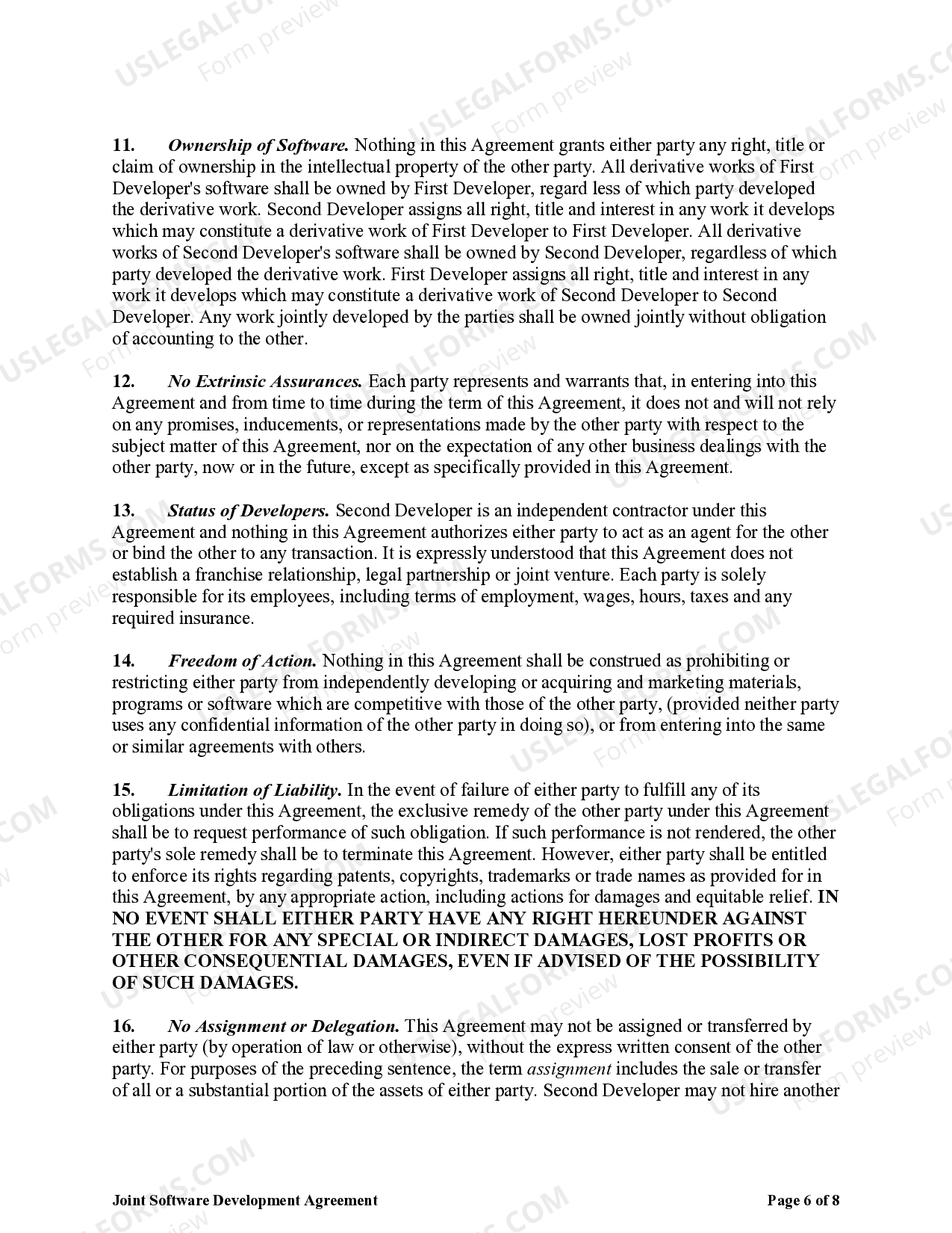 Joint Development Agreement For Layout | US Legal Forms