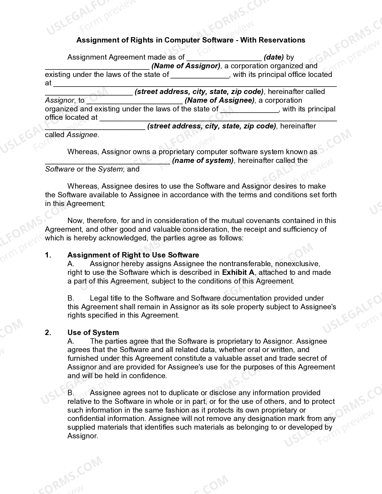 Maryland Assignment of Rights in Computer Software - Assignment Rights ...