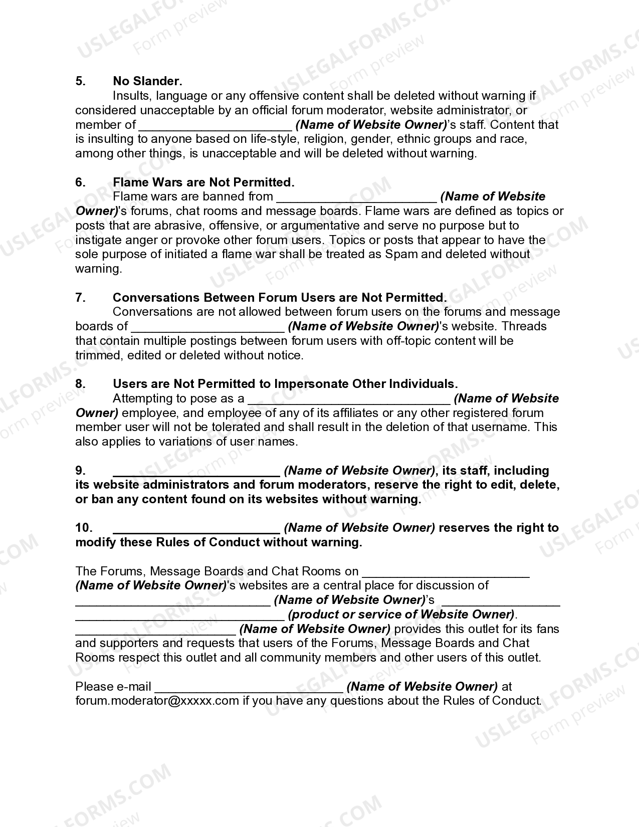 South Dakota Rules of Conduct for a Website with a User Forum or Chat ...