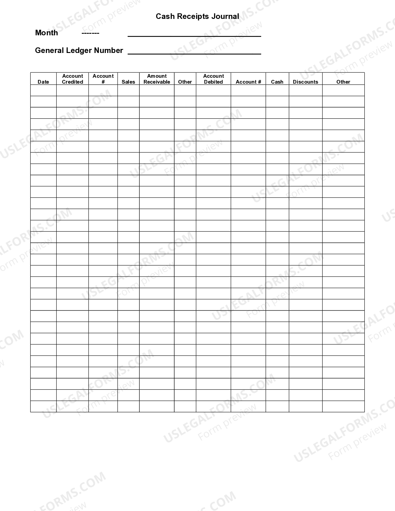 Oklahoma Cash Receipts Journal - Cash Receipts | US Legal Forms