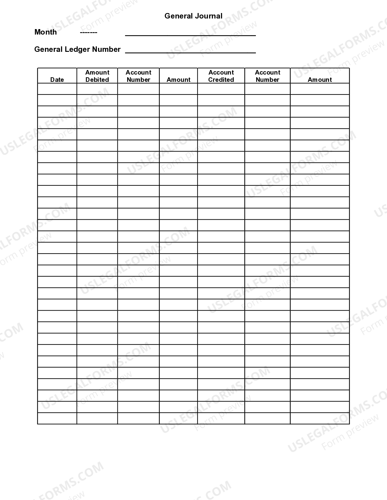 New Hampshire General Journal - Sample General Journal | US Legal Forms