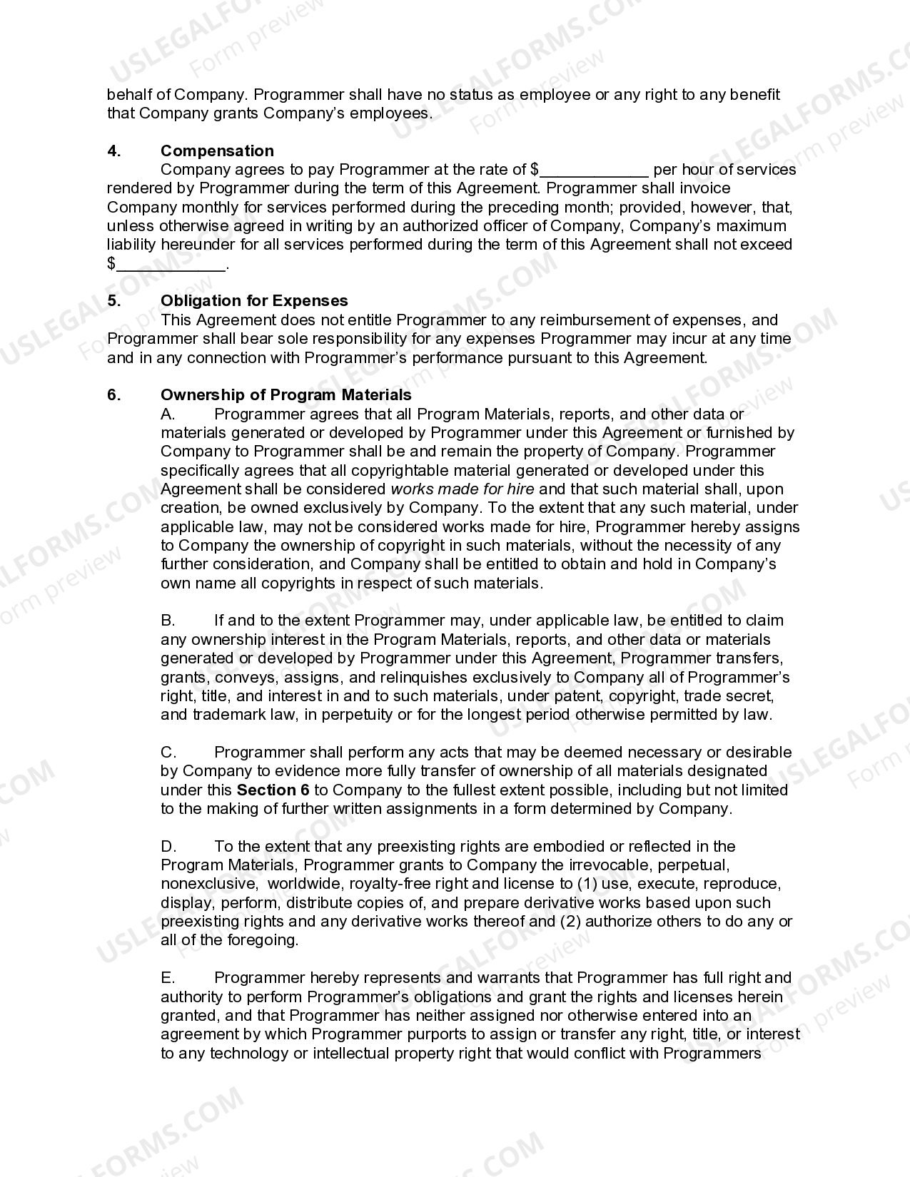 Texas Independent Contractor Agreement - For Programming Services ...