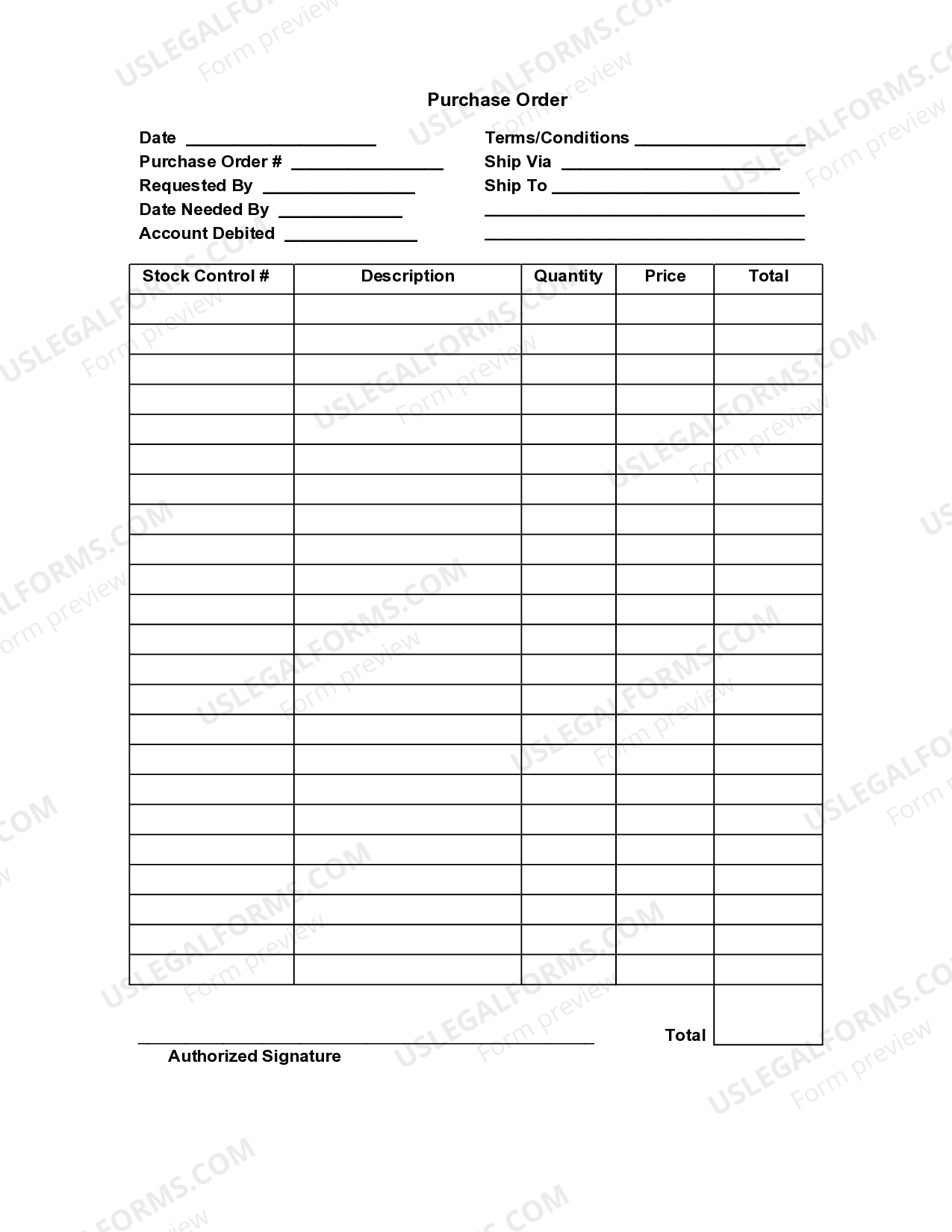 Texas Purchase Order | US Legal Forms